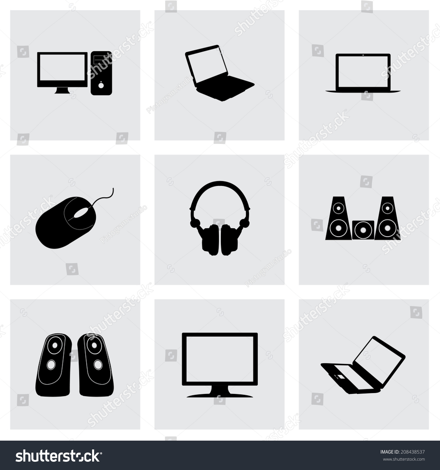 Vector Black Computer Icons Set On Stock Vector (Royalty Free ...