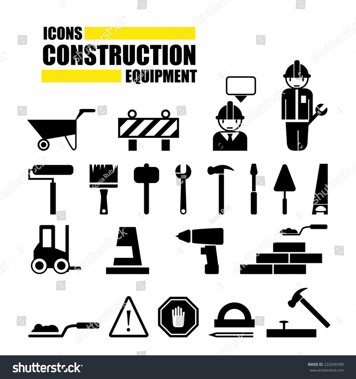 Vector Black Construction Icon Equipment Stock Vector (Royalty Free ...