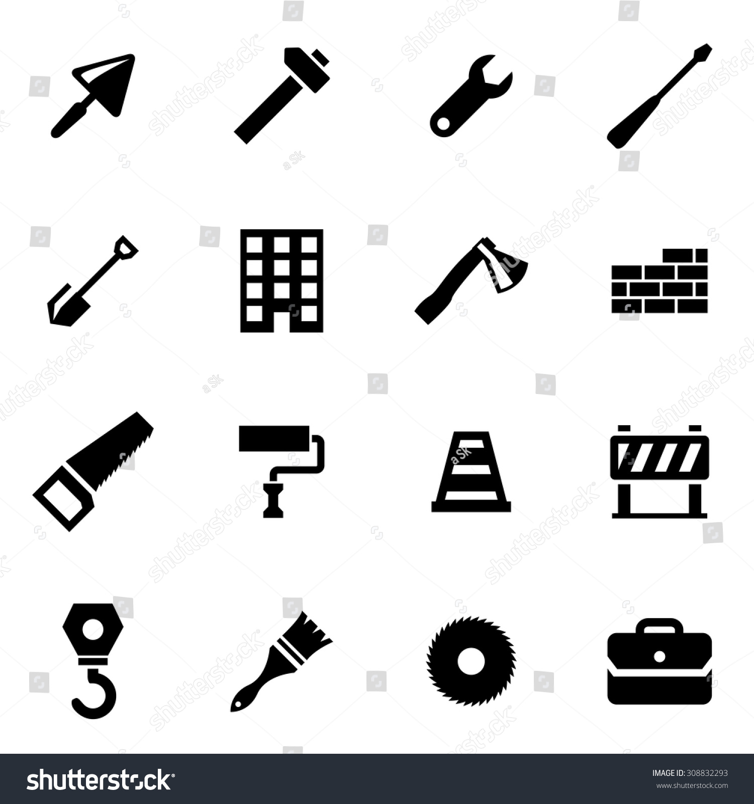 Vector Black Construction Icon Set Stock Vector (Royalty Free ...
