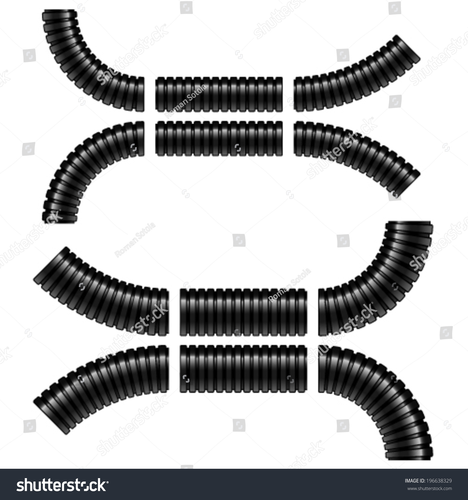 Vector Black Corrugated Flexible Tubes Stock Vector (Royalty Free ...