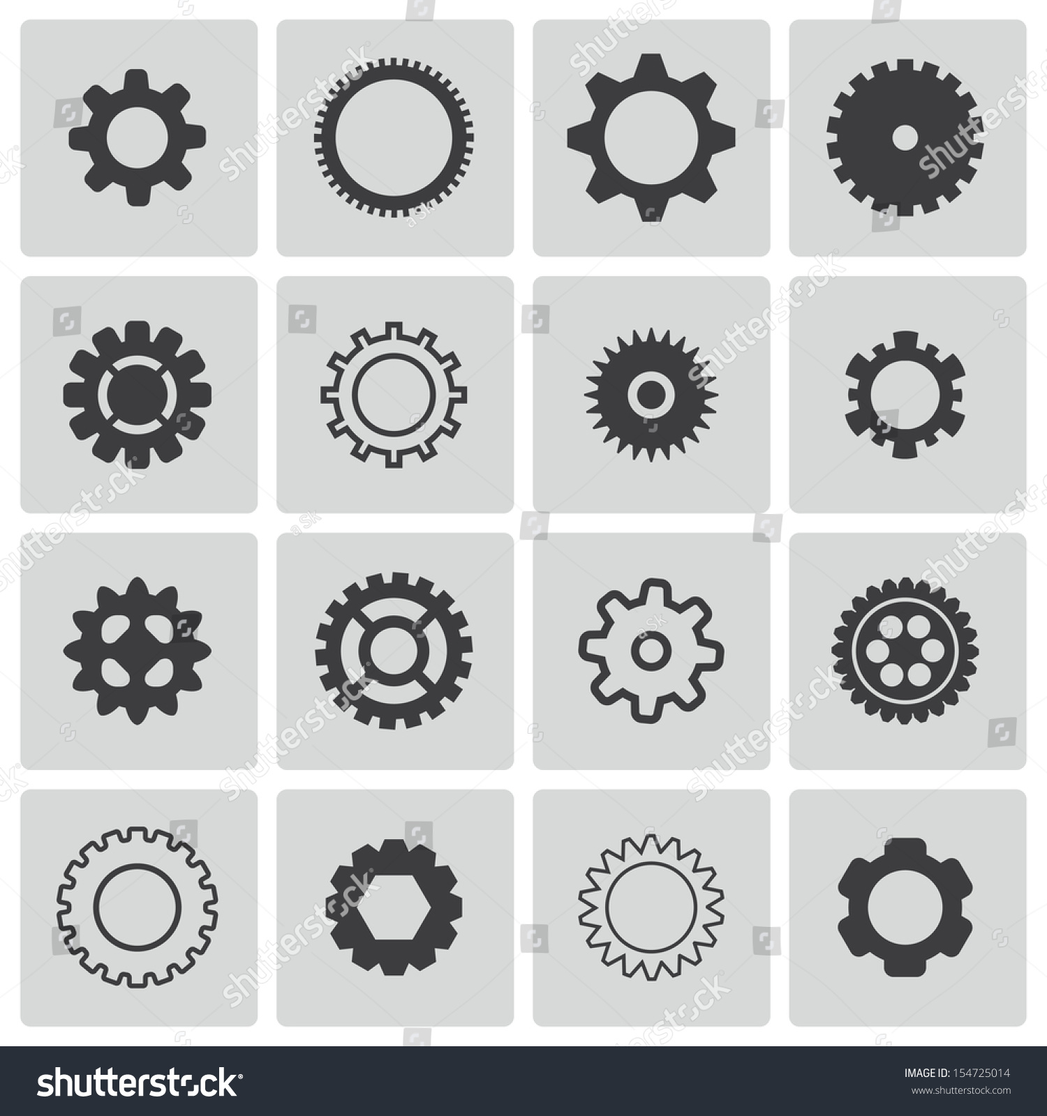 Vector Black Gears Icons Set Stock Vector (Royalty Free) 154725014 ...