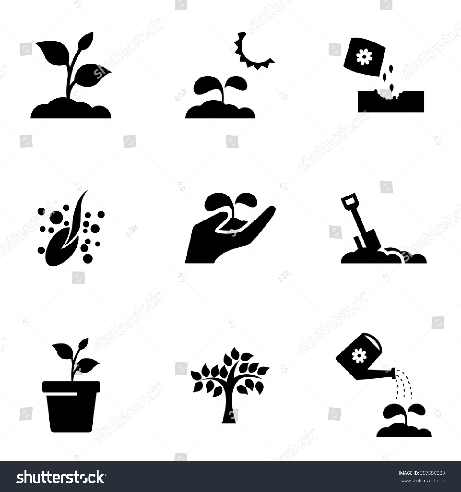 「Vector Black Growing Icon Set」のベクター画像素材（ロイヤリティフリー） 357550523 ...
