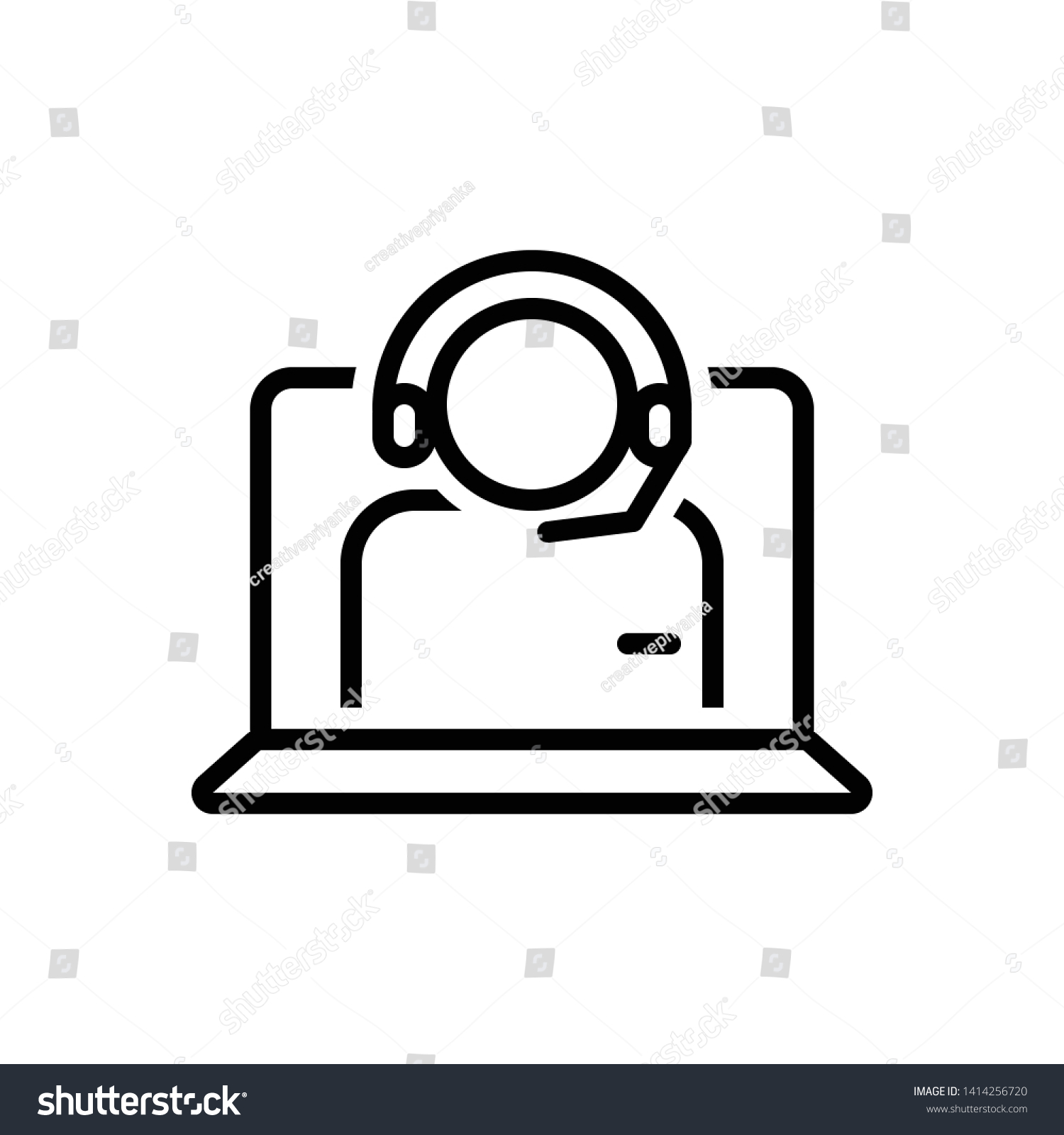 Vector Black Icon Callcenter Operator Stock Vector (Royalty Free ...