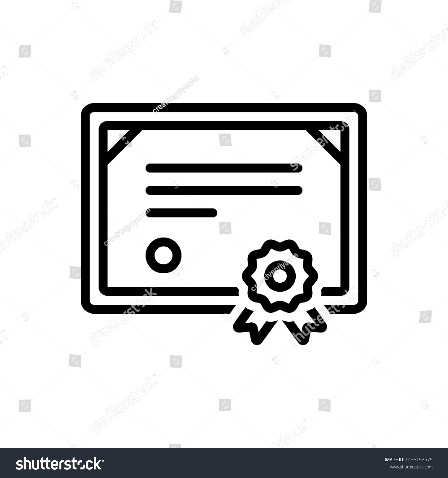 Vector Black Icon Certificate Stock Vector (Royalty Free) 1436153675