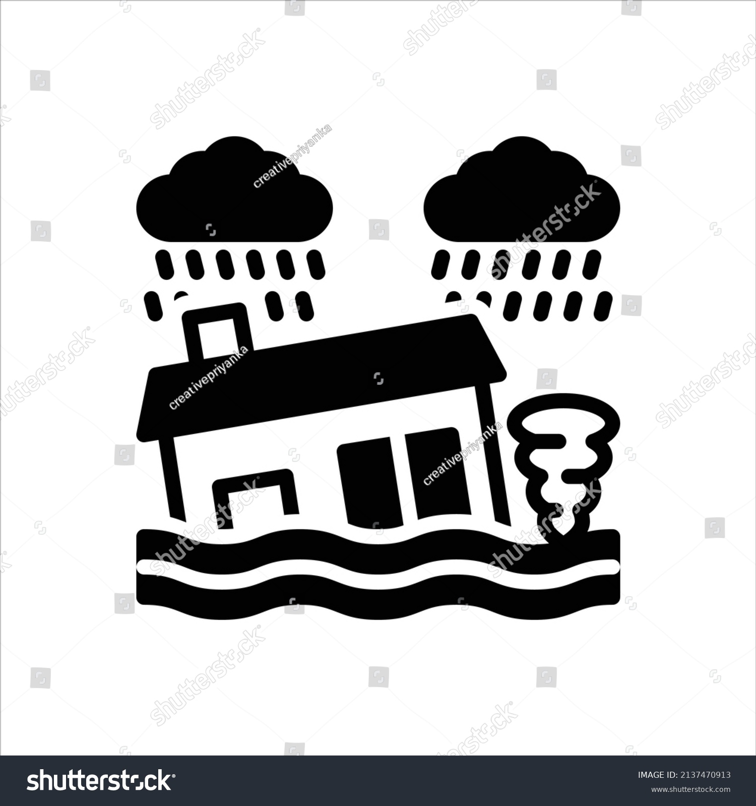 Vector Black Icon Disaster Stock Vector (Royalty Free) 2137470913 ...