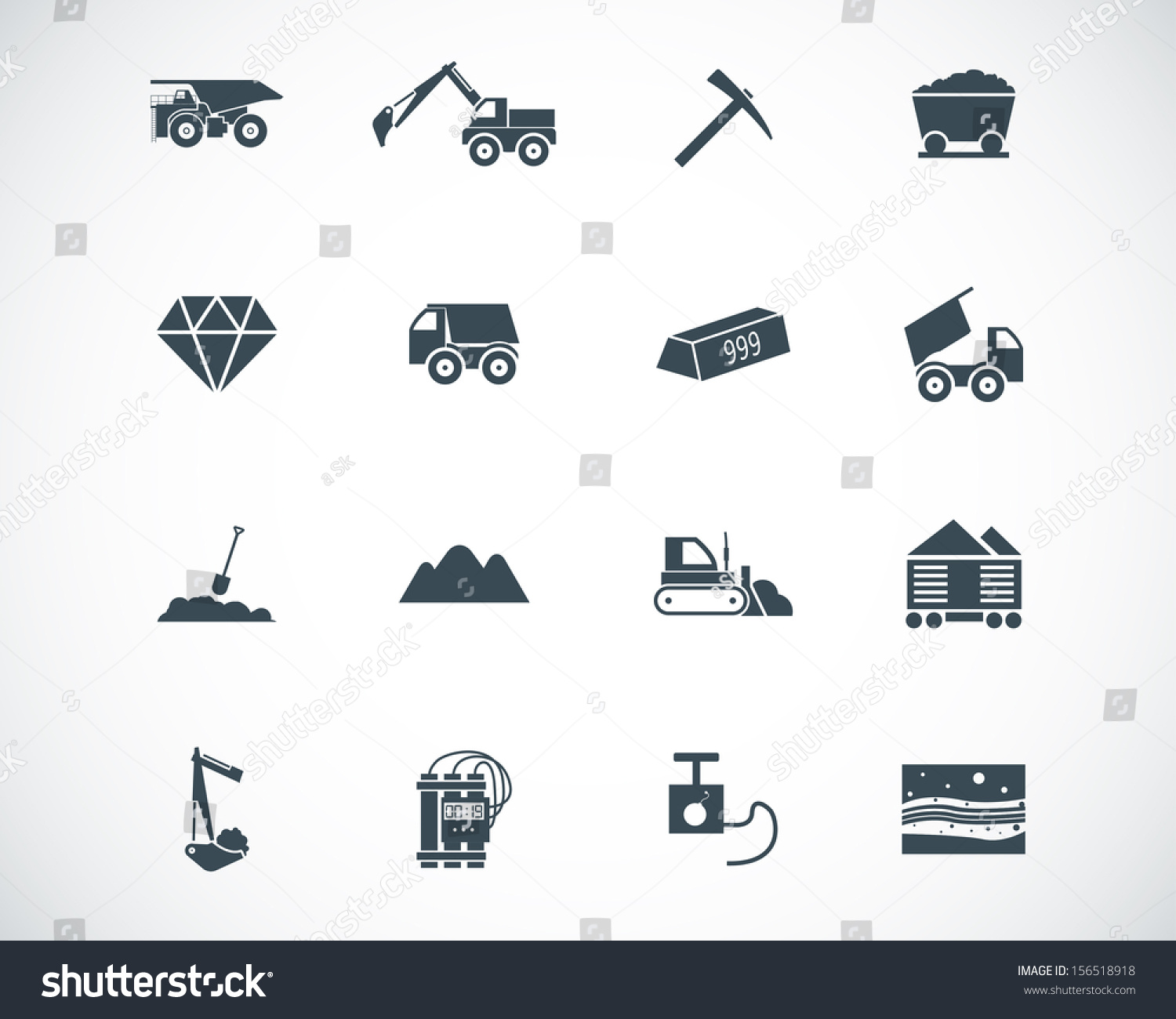 Vector Black Mining Icons Set Stock Vector (Royalty Free) 156518918 ...