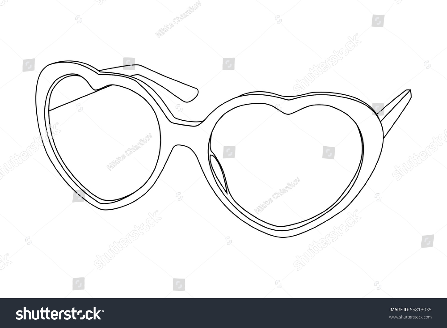 Vector Black Outline Sunglasses On White Stock Vector Royalty Free 65813035
