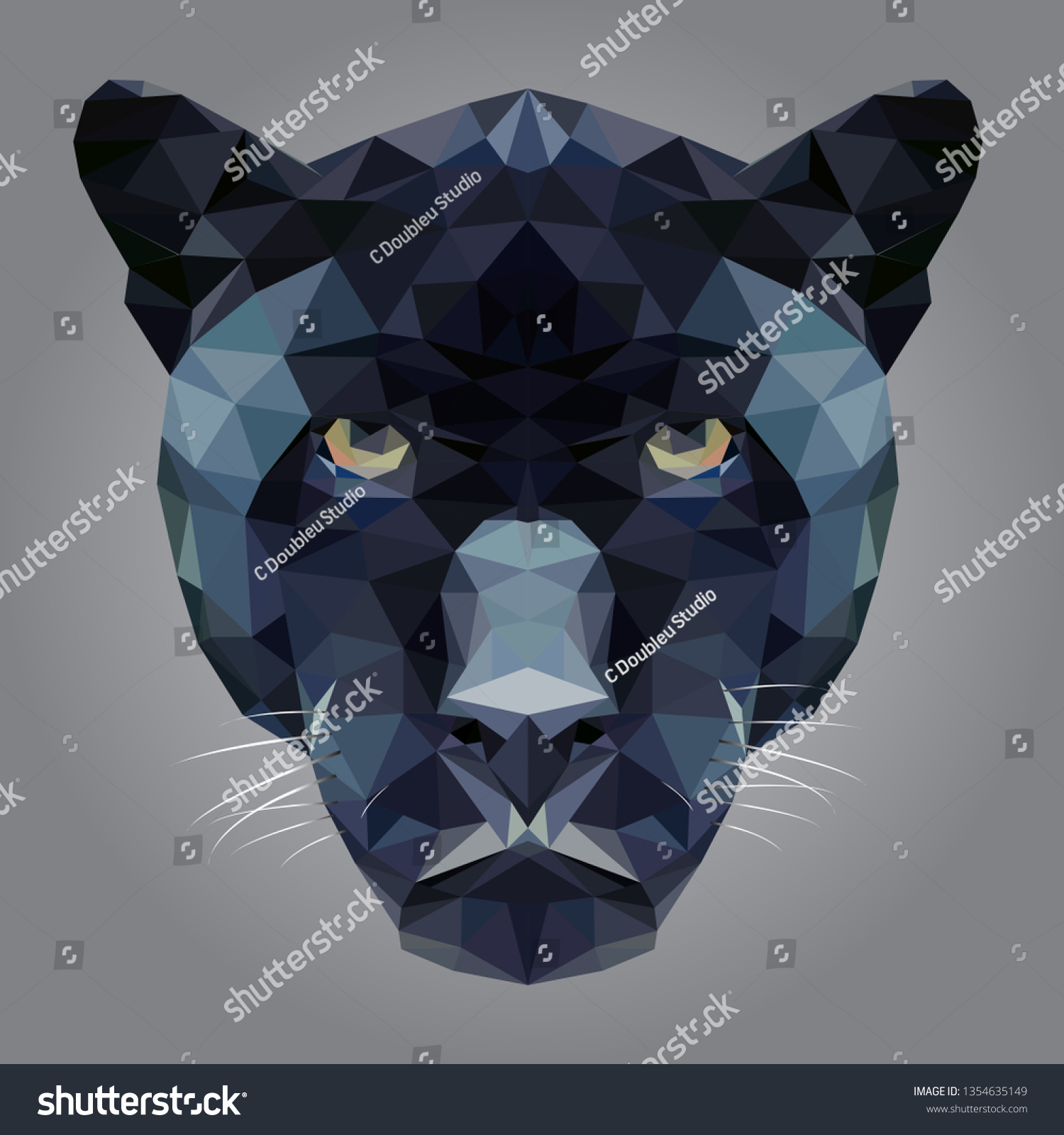 Vector Black Panther Head Low Poly Stock Vector (Royalty Free) 1354635149