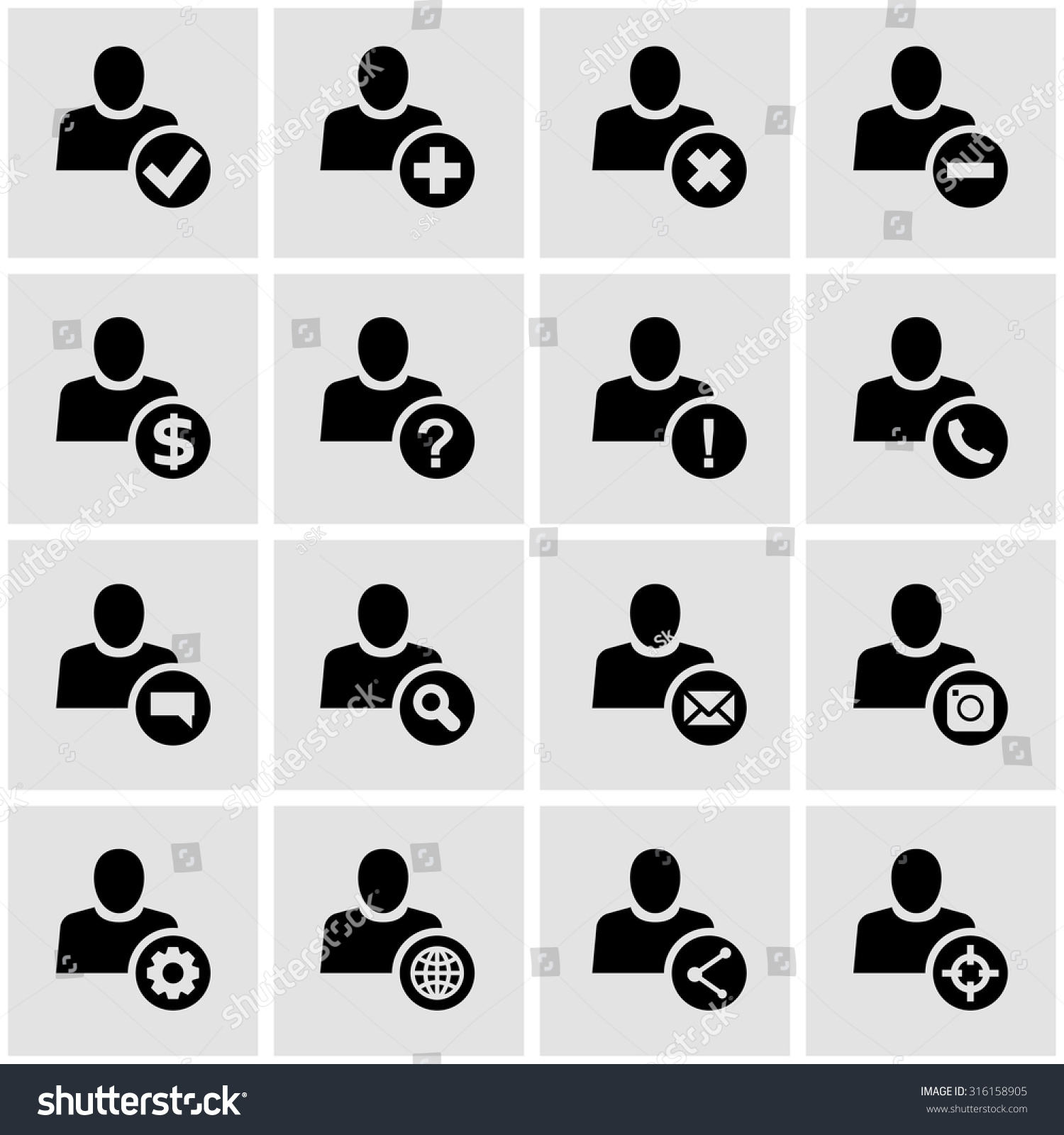 Vector Black People Icon Set Stock Vector (Royalty Free) 316158905 ...