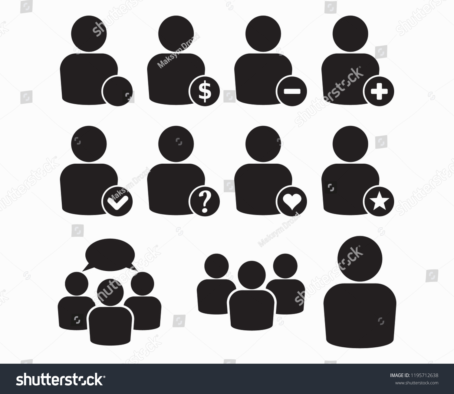 Vector Black People Icons Set: vector de stock (libre de regalías ...