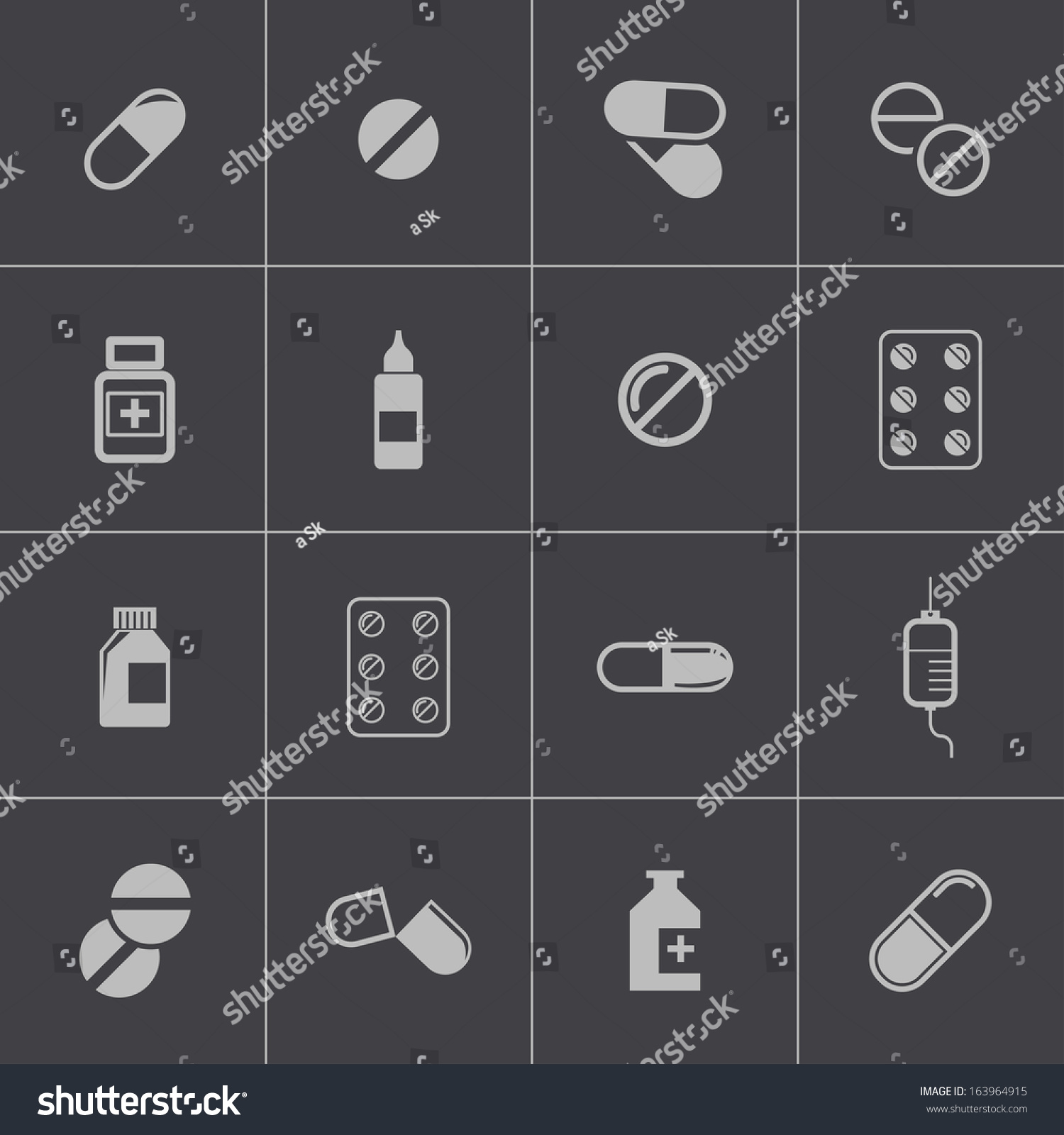 Vector Black Pills Icon Set: vector de stock (libre de regalías ...