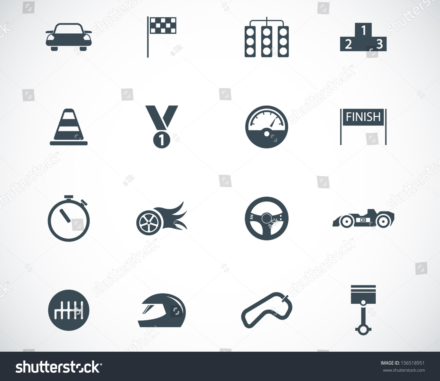 Vector Black Racing Icons Set Stock Vector (Royalty Free) 156518951