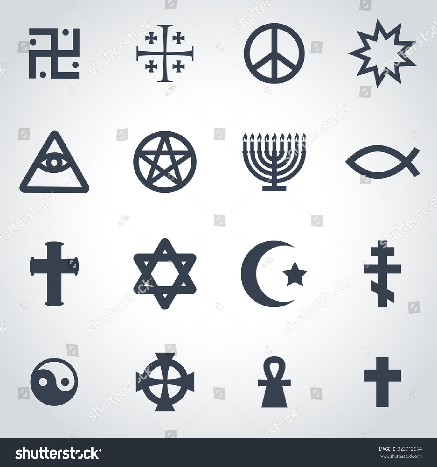 Vector Black Religious Symbols Set: vector de stock (libre de regalías ...