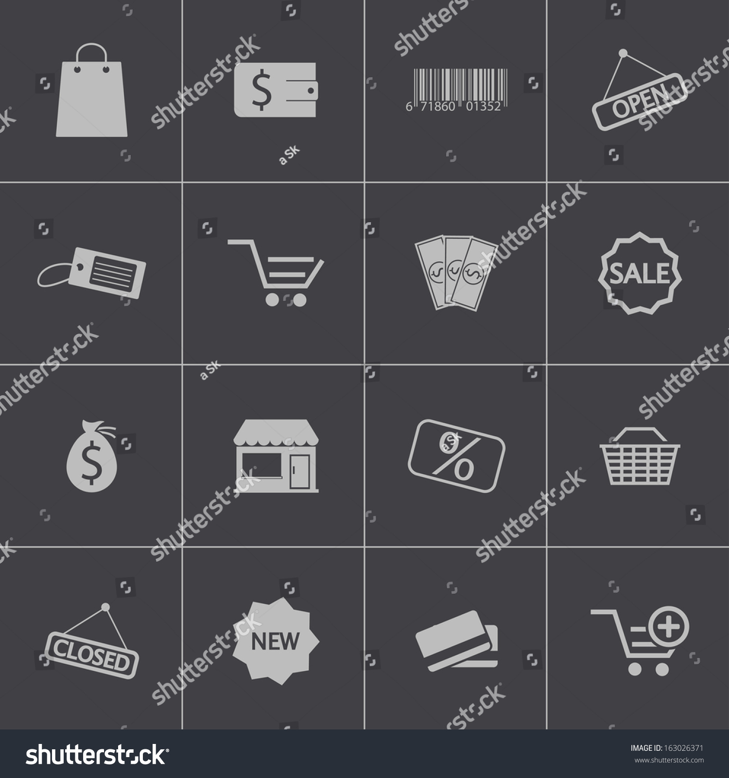 Vector Black Shop Icons Set Stock Vector (Royalty Free) 163026371 ...