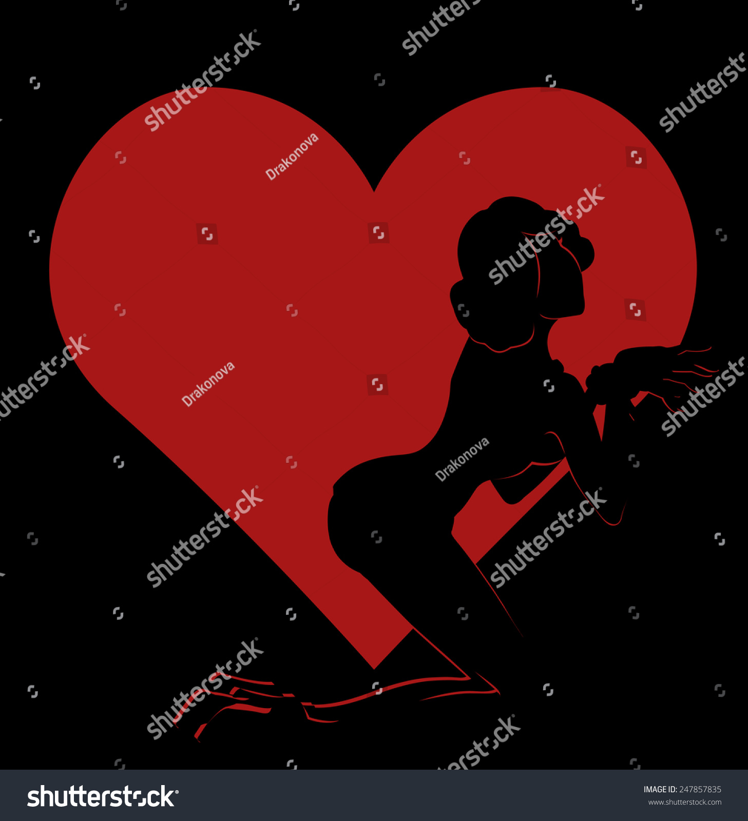 Vektor Stok Vector Black Silhouette Sexy Pinup Girl Tanpa Royalti