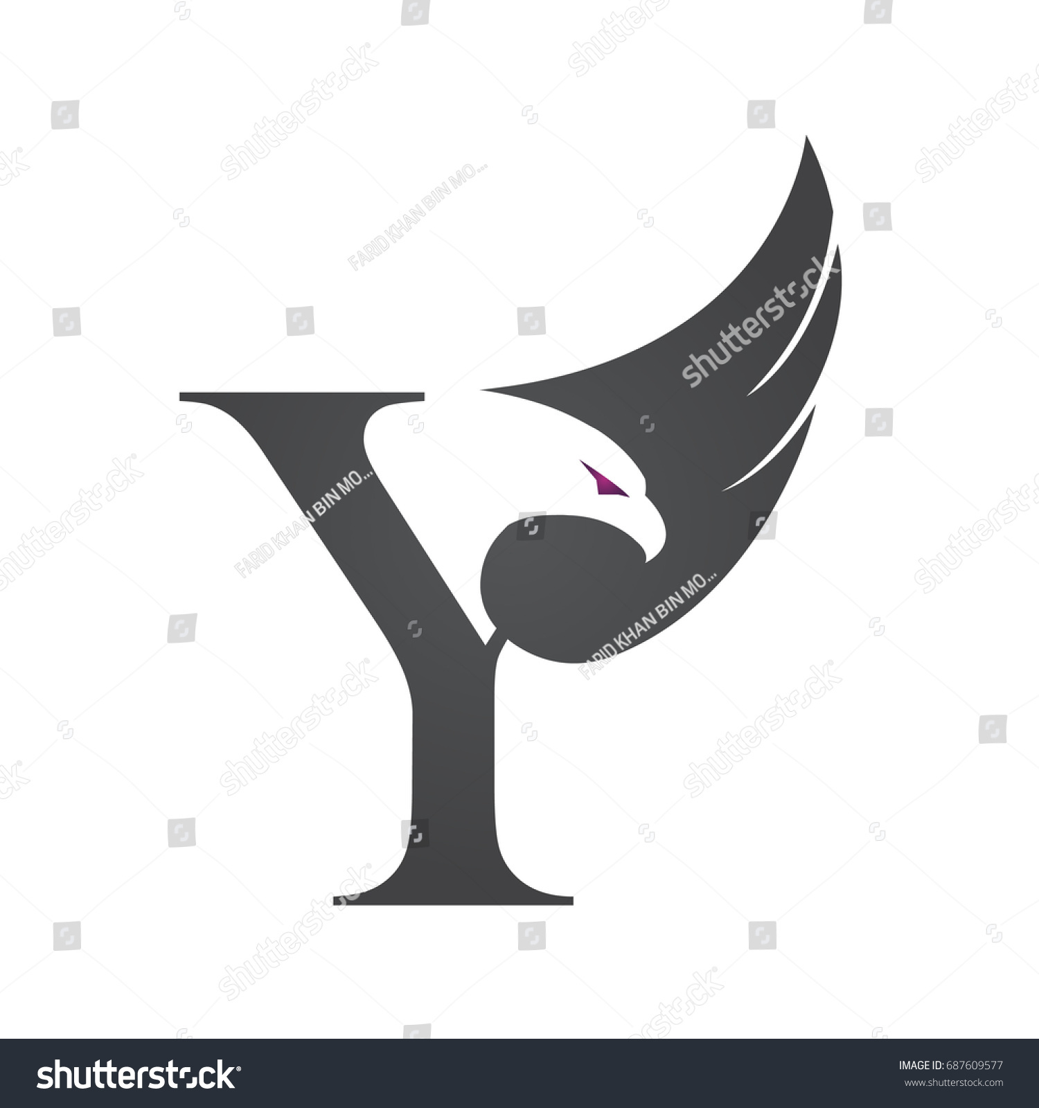Vector Black Single Letter Y Eagle Stock Vector (Royalty Free ...