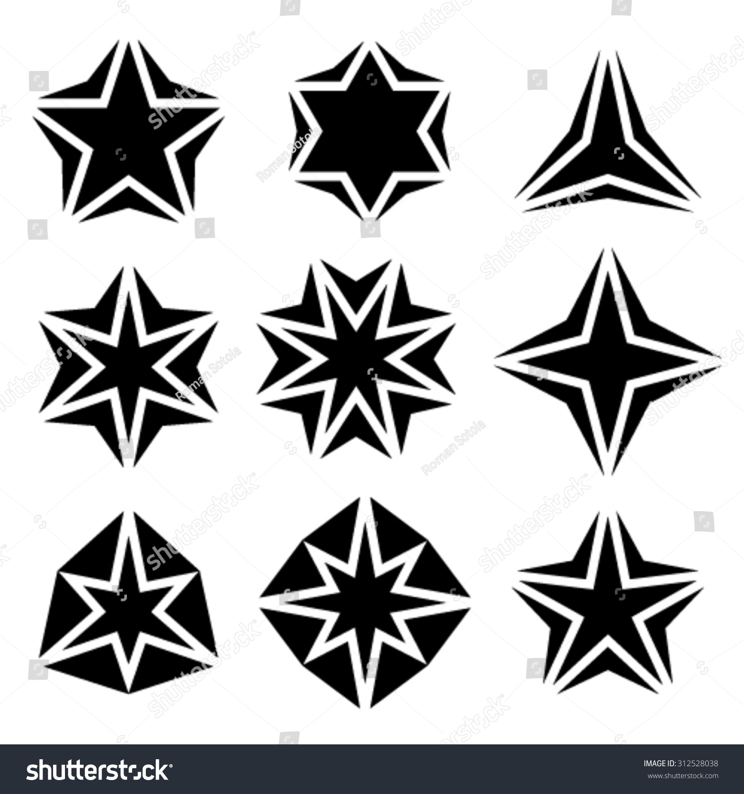 Vector Black Star Symbols Stock Vector (Royalty Free) 312528038