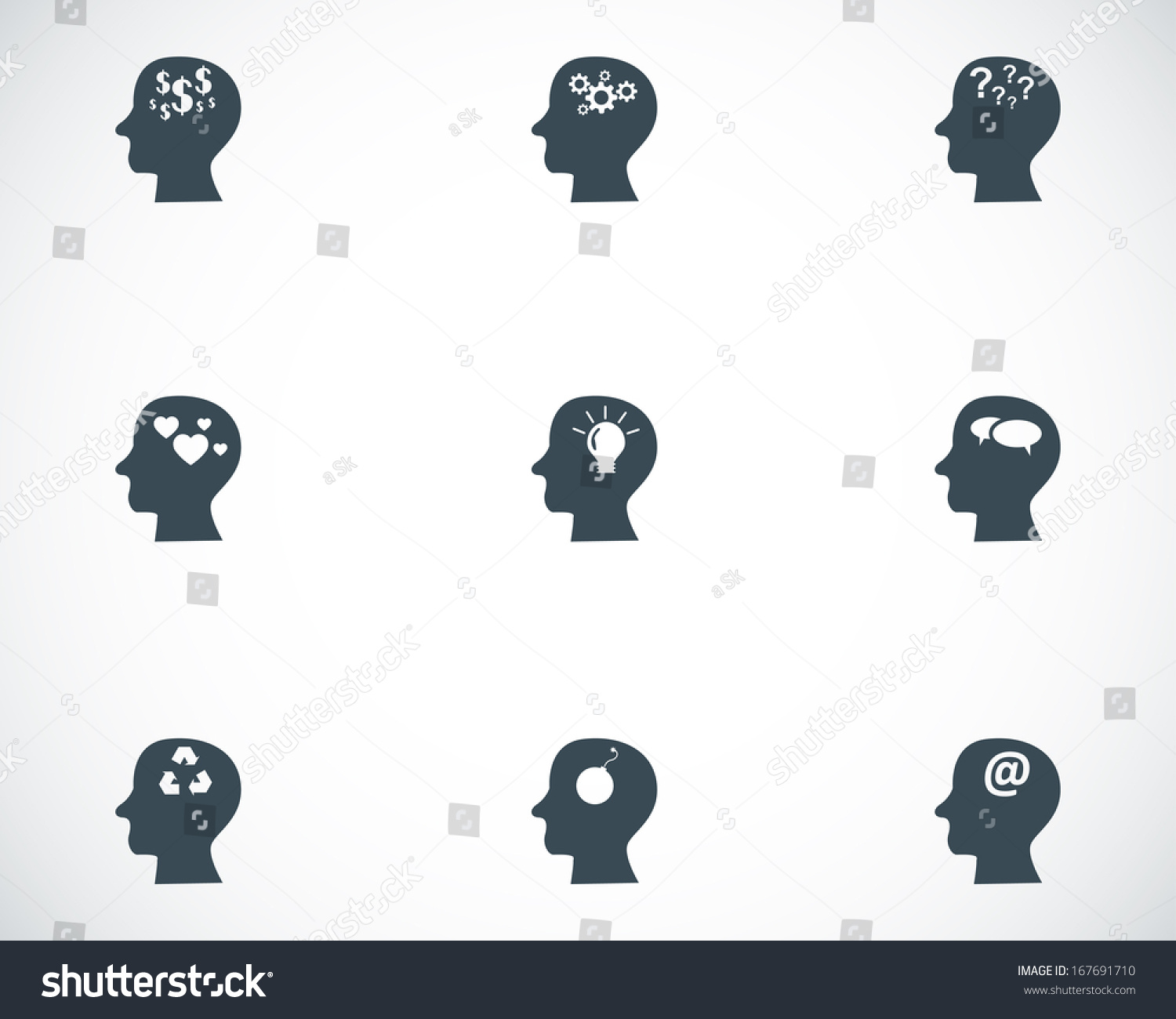 Vector Black Thoughts Icons Set On Stock Vector (Royalty Free ...