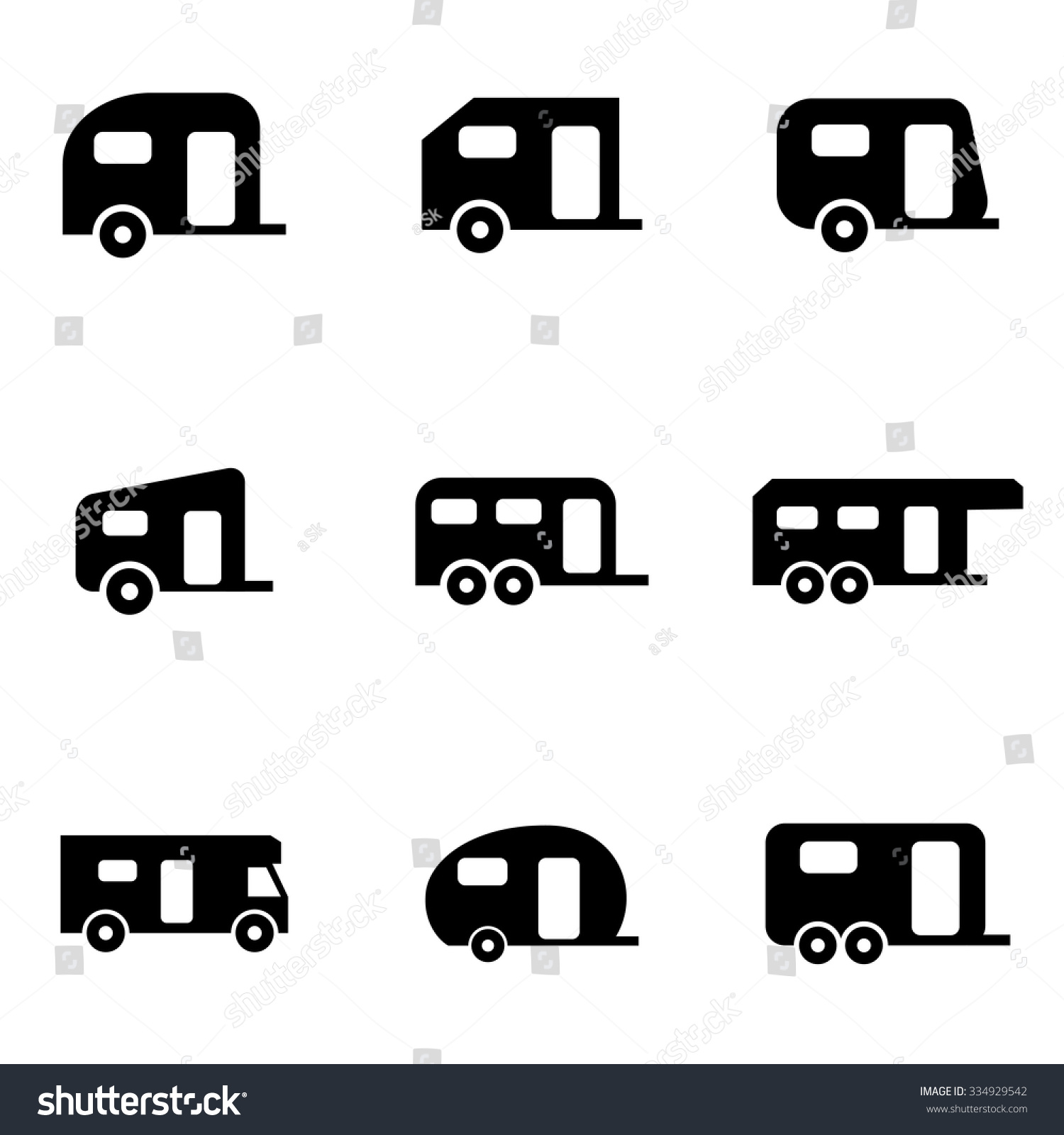 Vector Black Trailer Icon Set: เวกเตอร์สต็อก (ปลอดค่าลิขสิทธิ์ ...