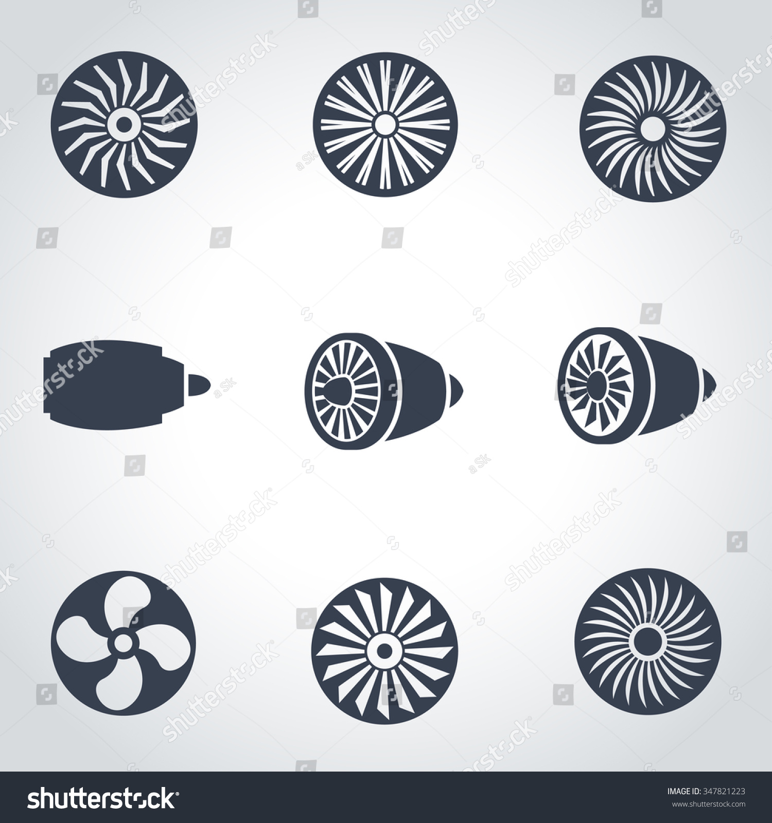 Vector Black Turbines Icon Set Stock Vector (Royalty Free) 347821223 ...