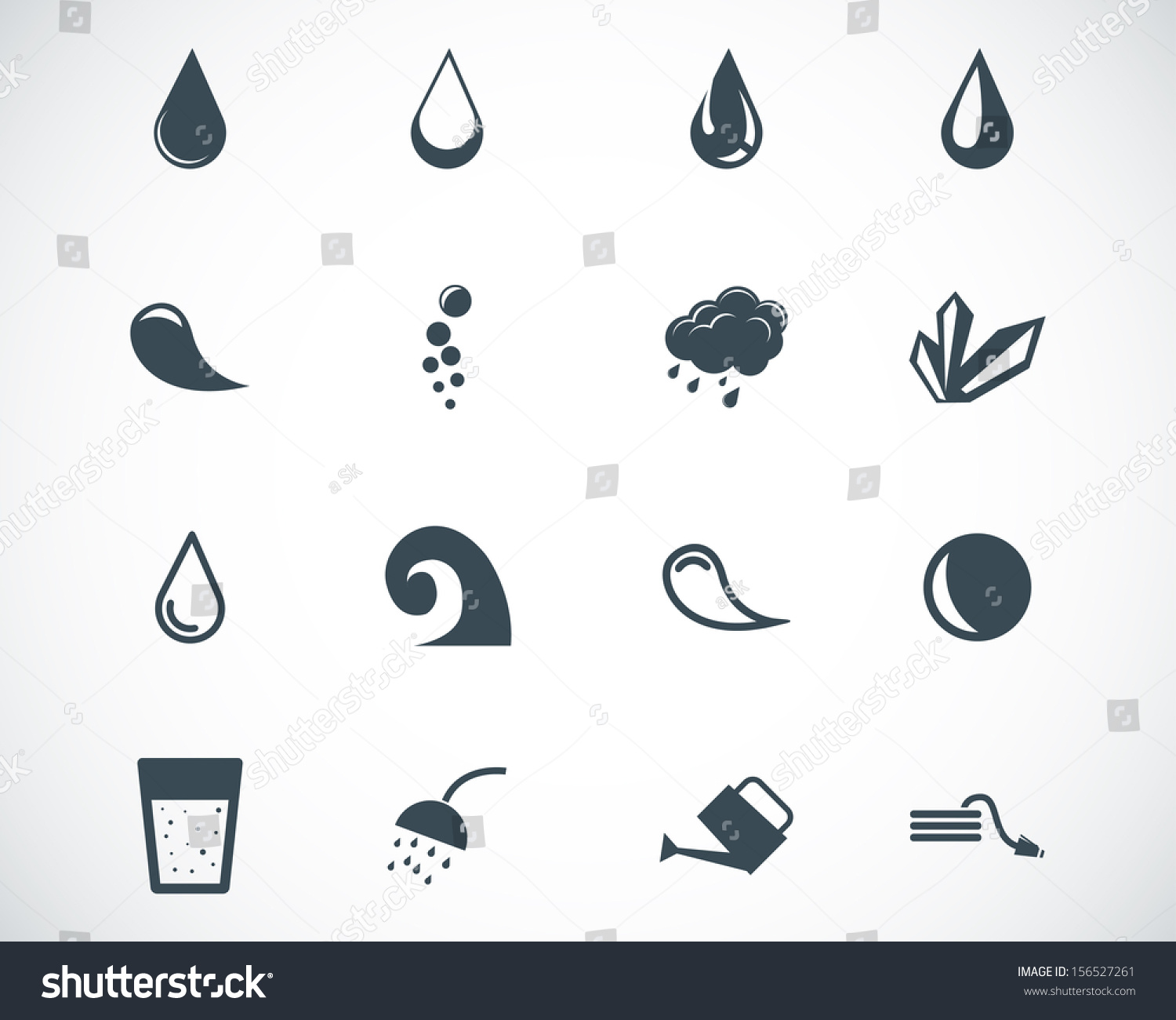 Vector Black Water Icons Set Stock Vector (Royalty Free) 156527261 ...