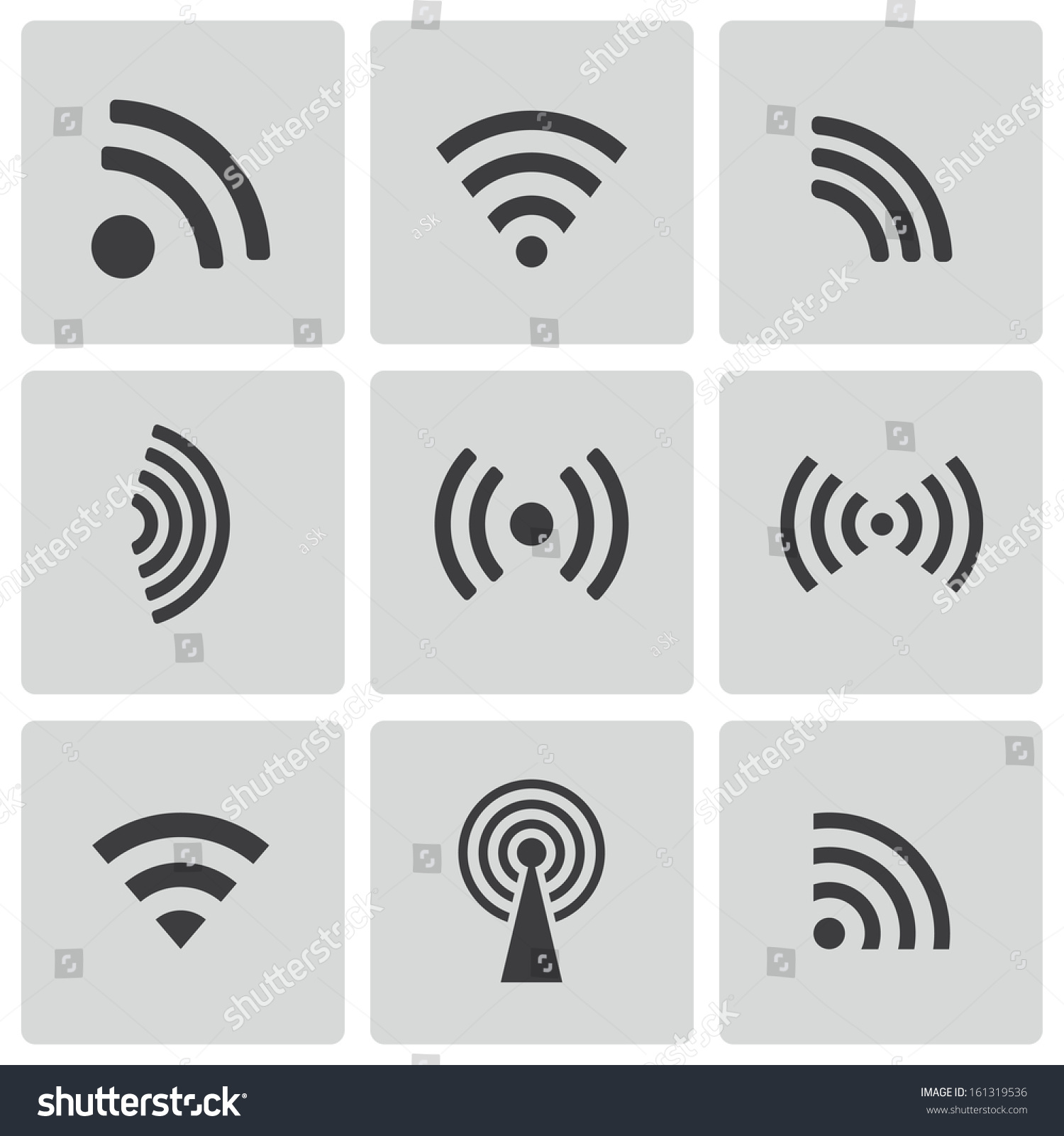Vector Black Wireless Icons Set Stock Vector (Royalty Free) 161319536 ...