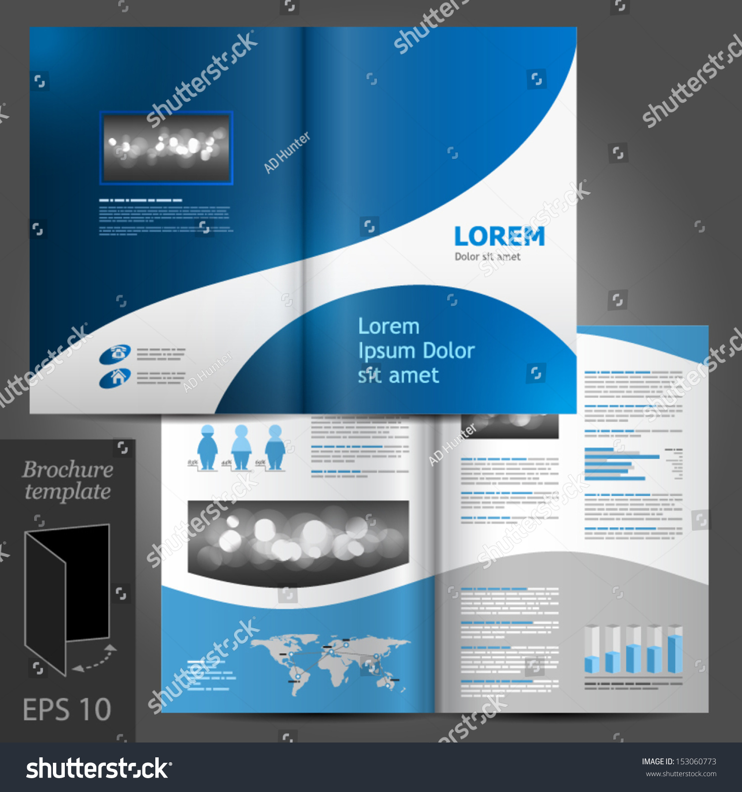 Vector Blue Brochure Template Design Eps Stock Vector (Royalty Free ...