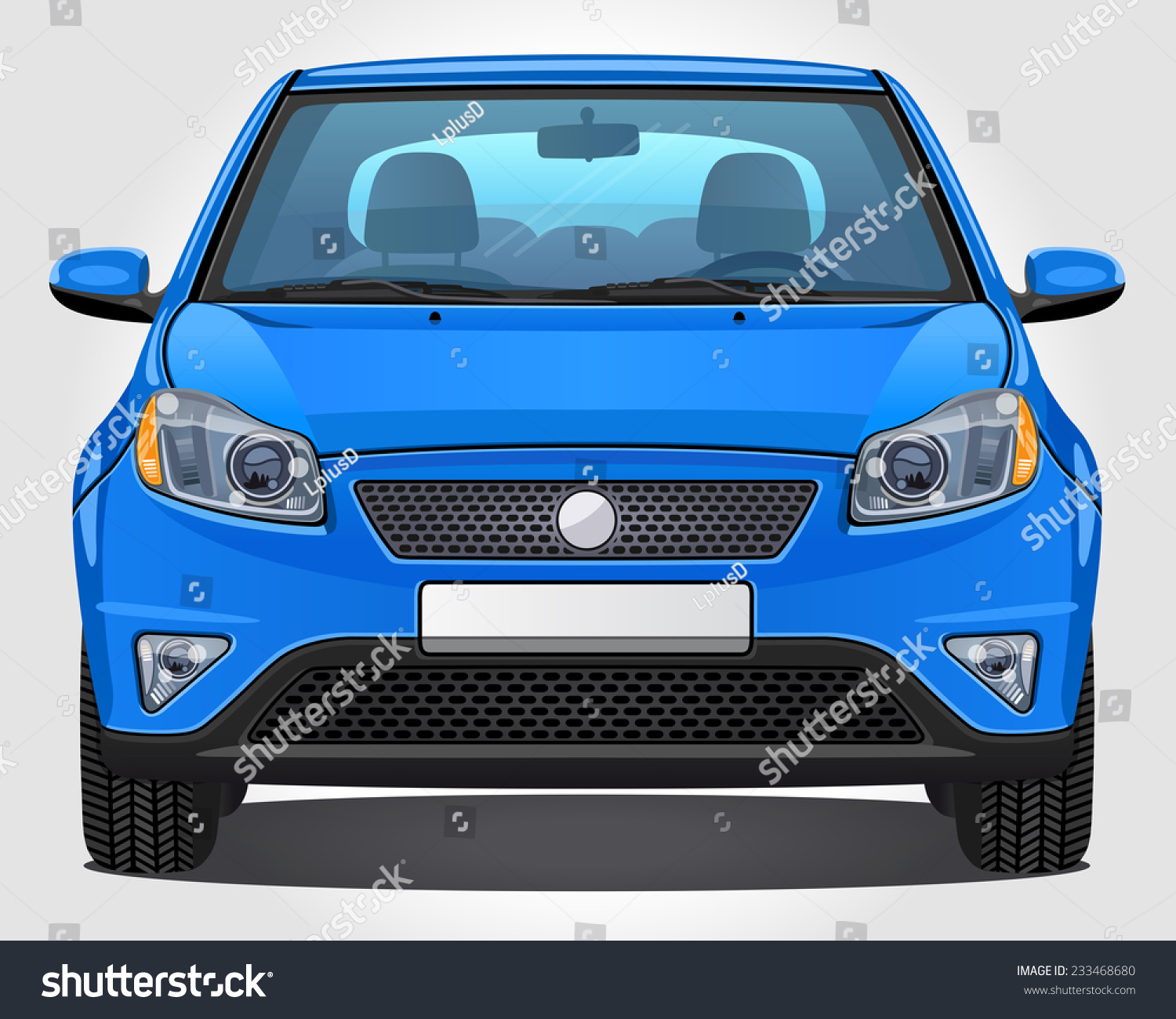 Vector Blue Car Front View Visible: เวกเตอร์สต็อก (ปลอดค่าลิขสิทธิ์ ...
