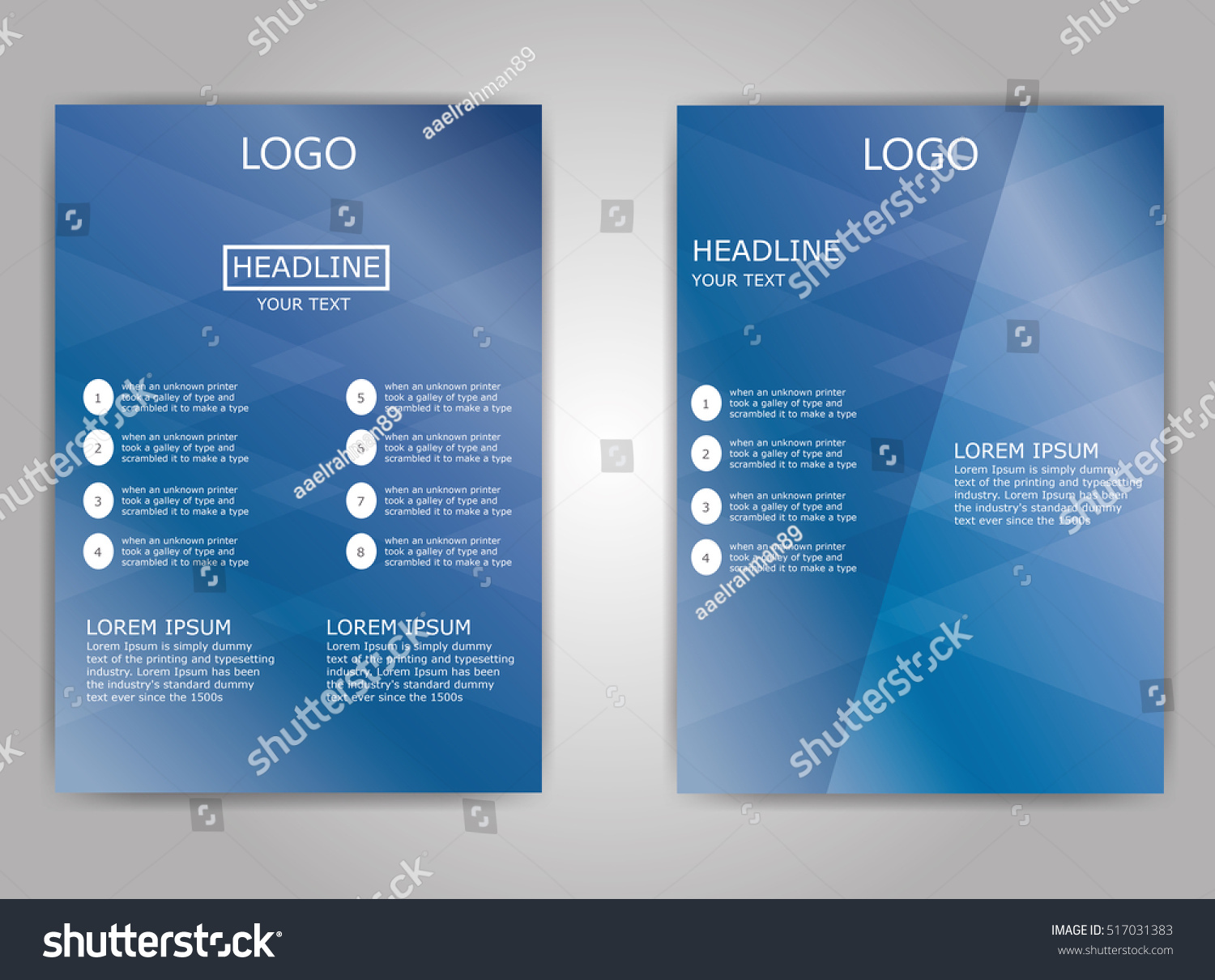 Vector Blue Colors Flyer Design Template Stock Vector (Royalty Free ...