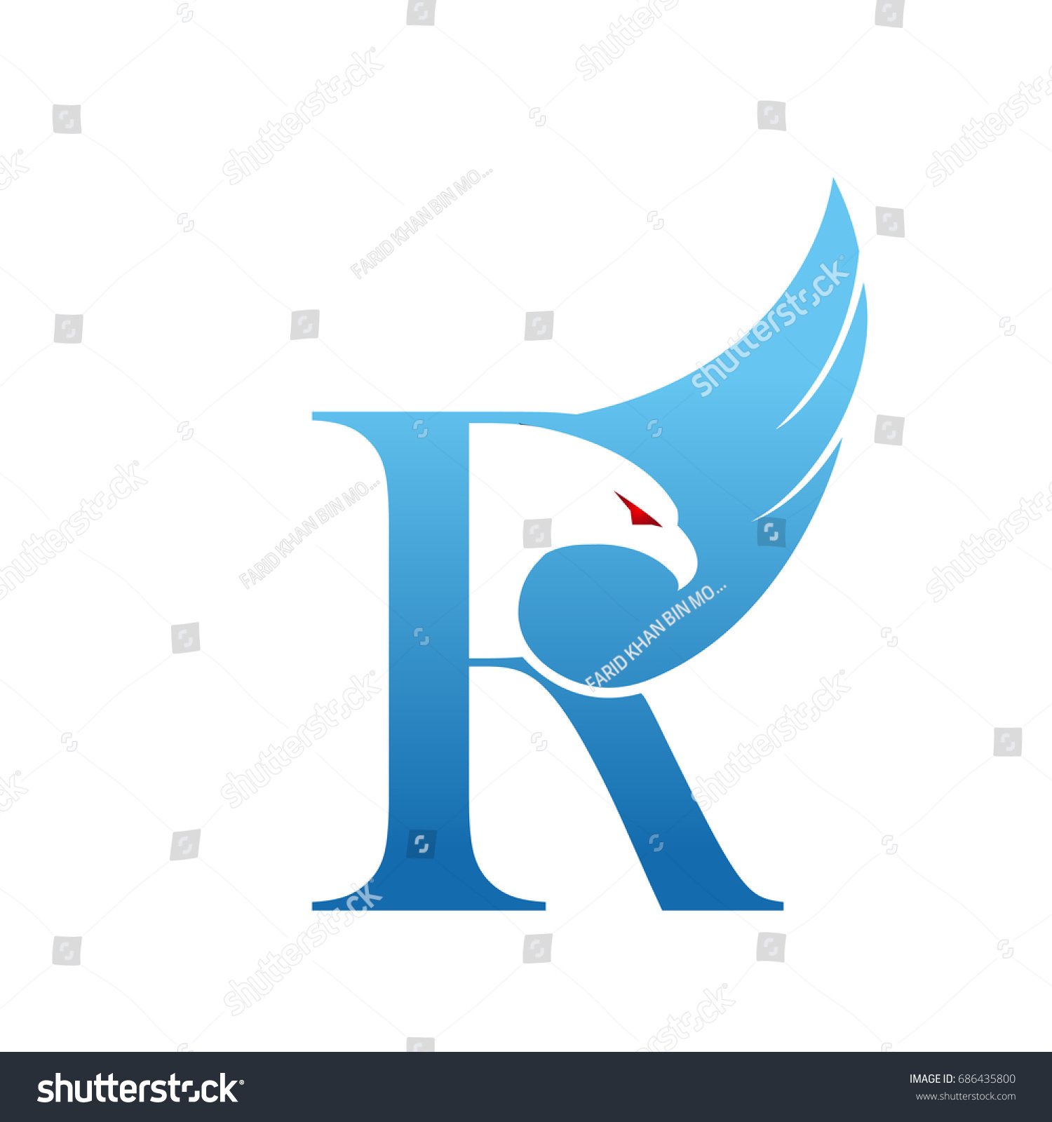 Vector Blue Eagle Single Letter R Stock Vector (Royalty Free) 686435800