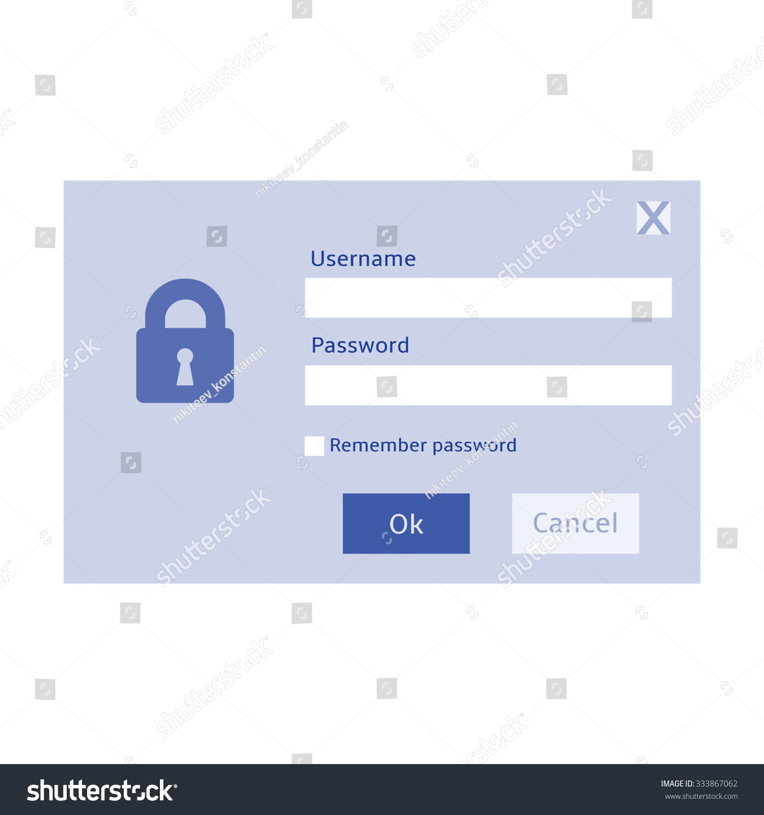 Vector Blue Flat Password Dialog Lock Stock Vector (Royalty Free ...