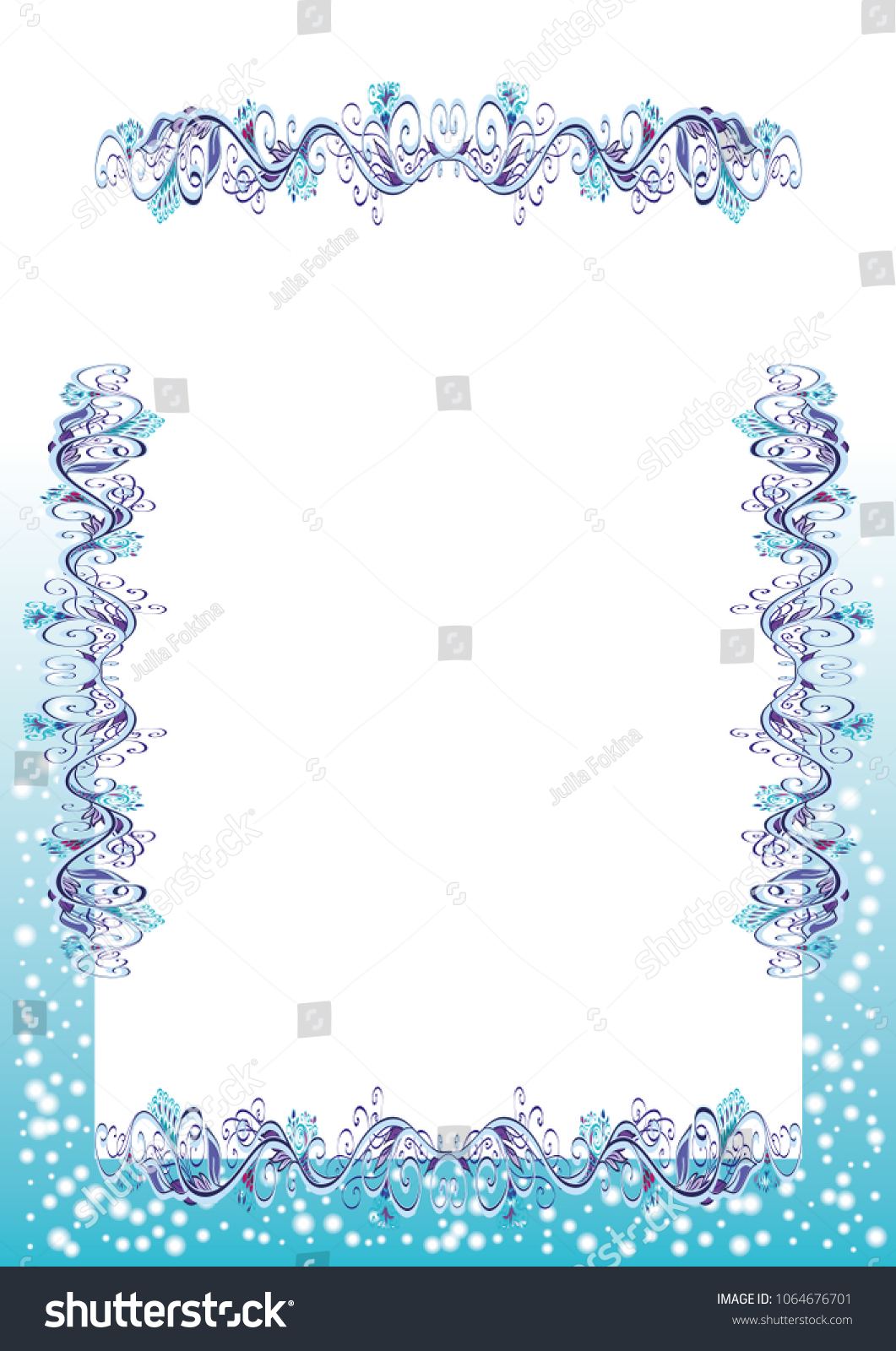 Vector Blue Floral Frame Border: เวกเตอร์สต็อก (ปลอดค่าลิขสิทธิ์ ...
