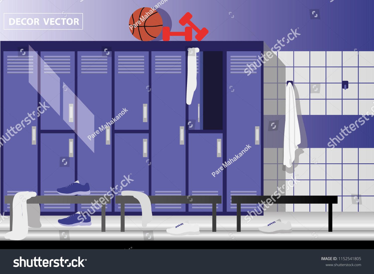 Vector Blue Locker Room Interior Design: เวกเตอร์สต็อก (ปลอดค่า ...