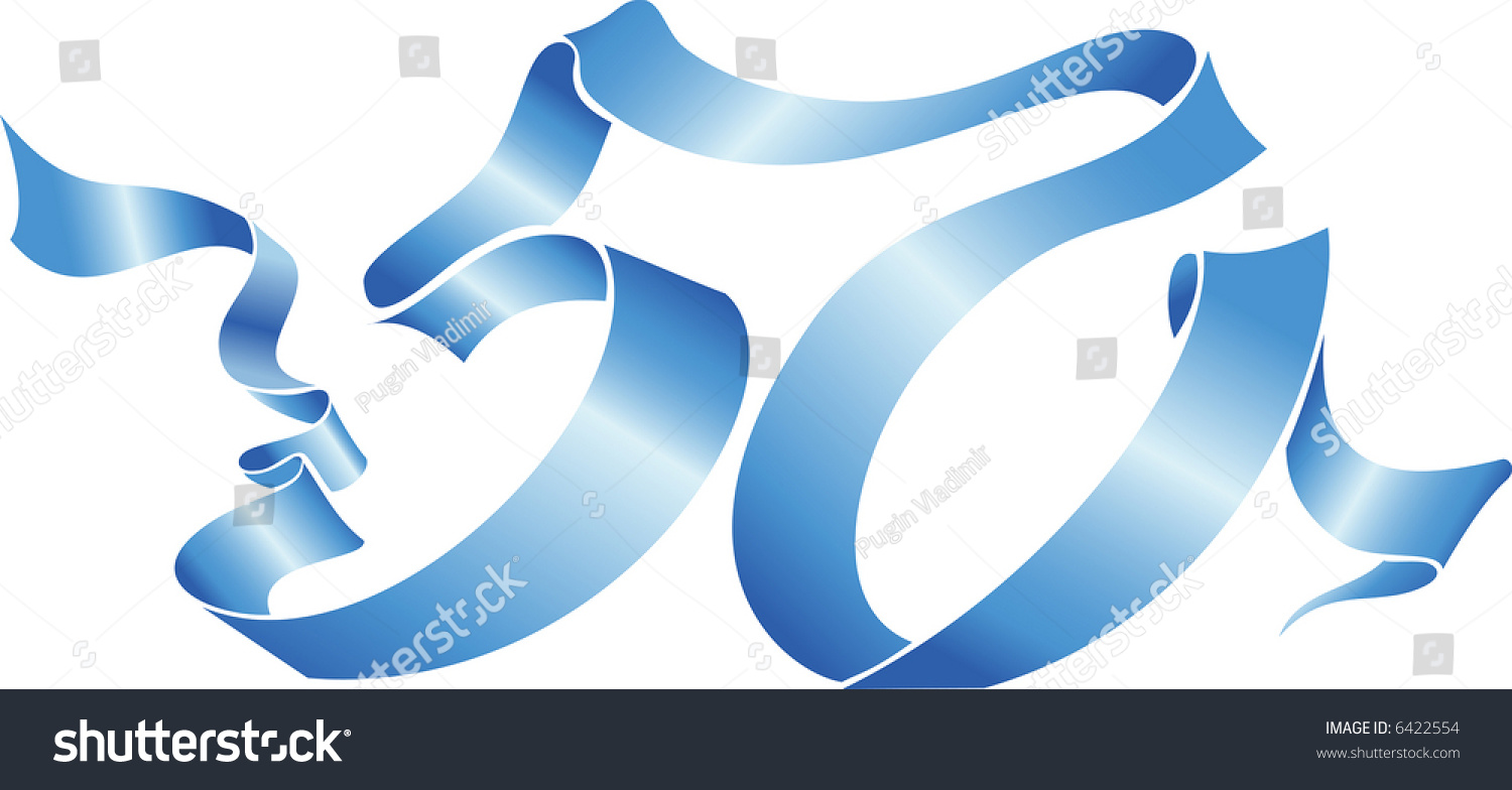 Vector Blue Ribbon Formed 50 Number: vector de stock (libre de regalías ...
