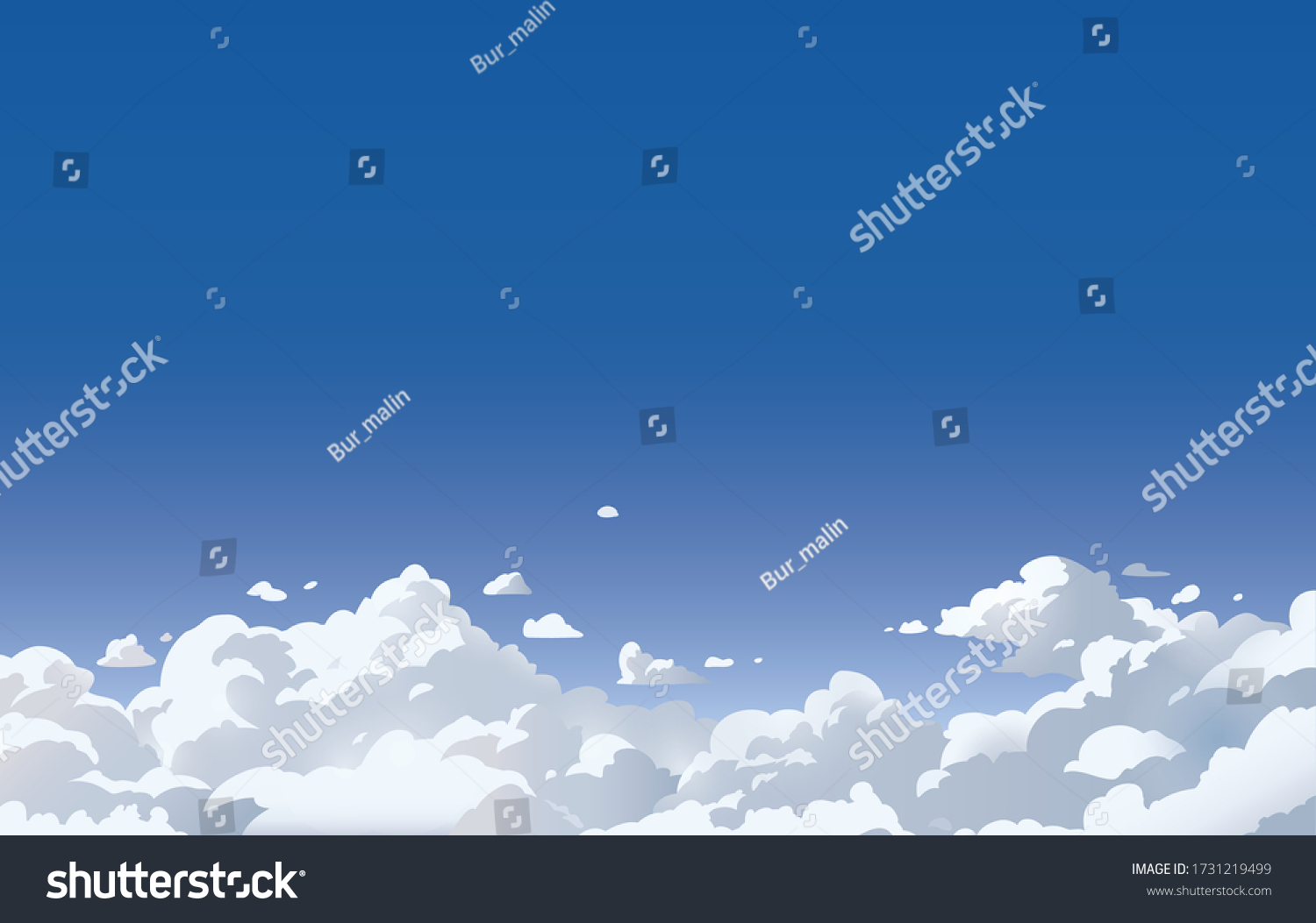 Vector Blue Sky Clouds Anime Clean Stock Vector (Royalty Free) 1731219499