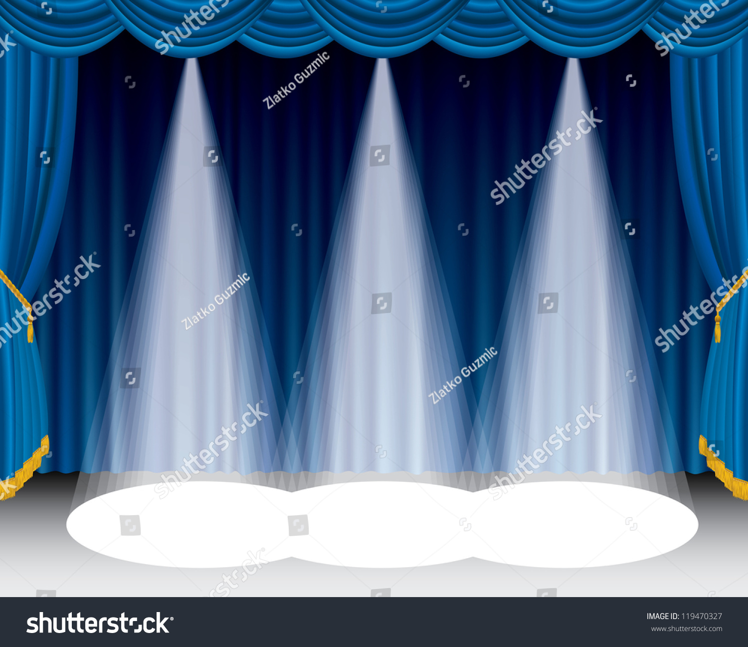Vector Blue Stage Tree Spotlights Stock Vector (Royalty Free) 119470327