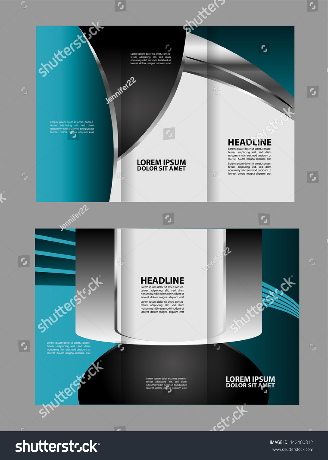 Vector Blue Trifold Brochure Design Template Stock Vector (Royalty Free ...