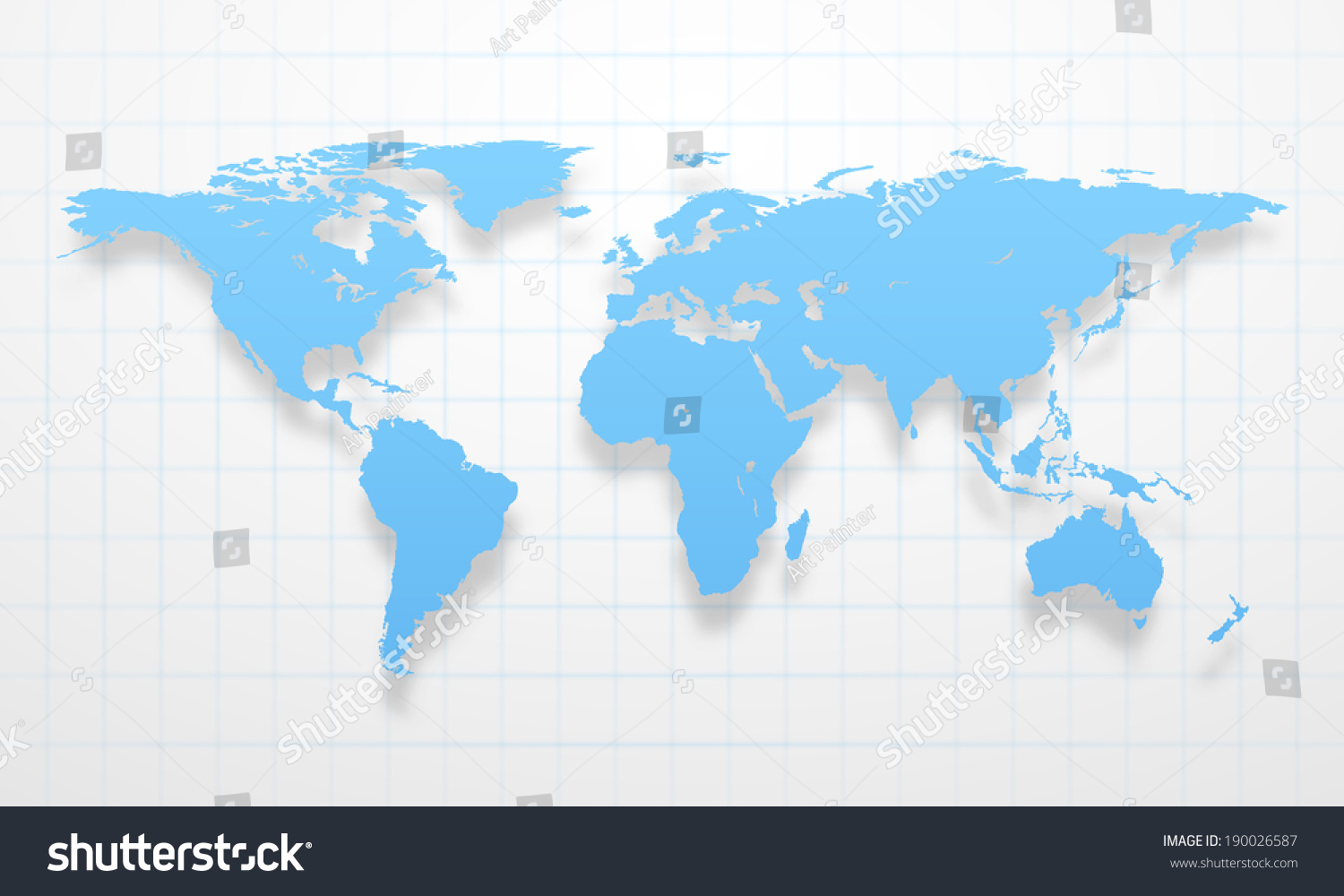 Vector Blue World Map Illustration On: Stock-Vektorgrafik (Lizenzfrei ...