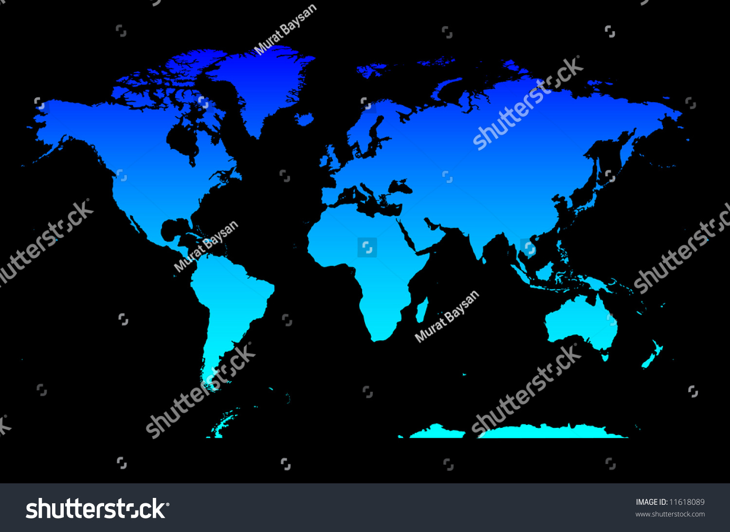 Vector Blue World Map On Black Stock Vector (Royalty Free) 11618089 ...