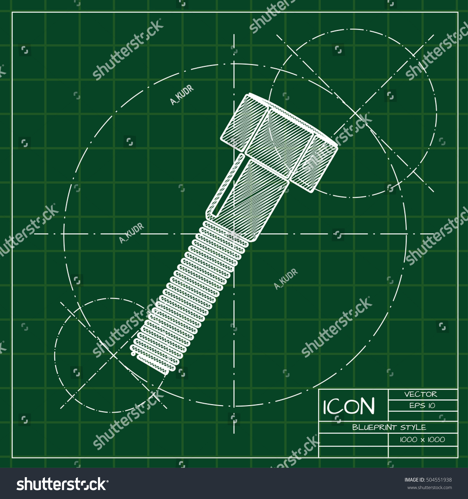Vector Blueprint Bolt Icon Engineer Architect Stock Vector (Royalty ...