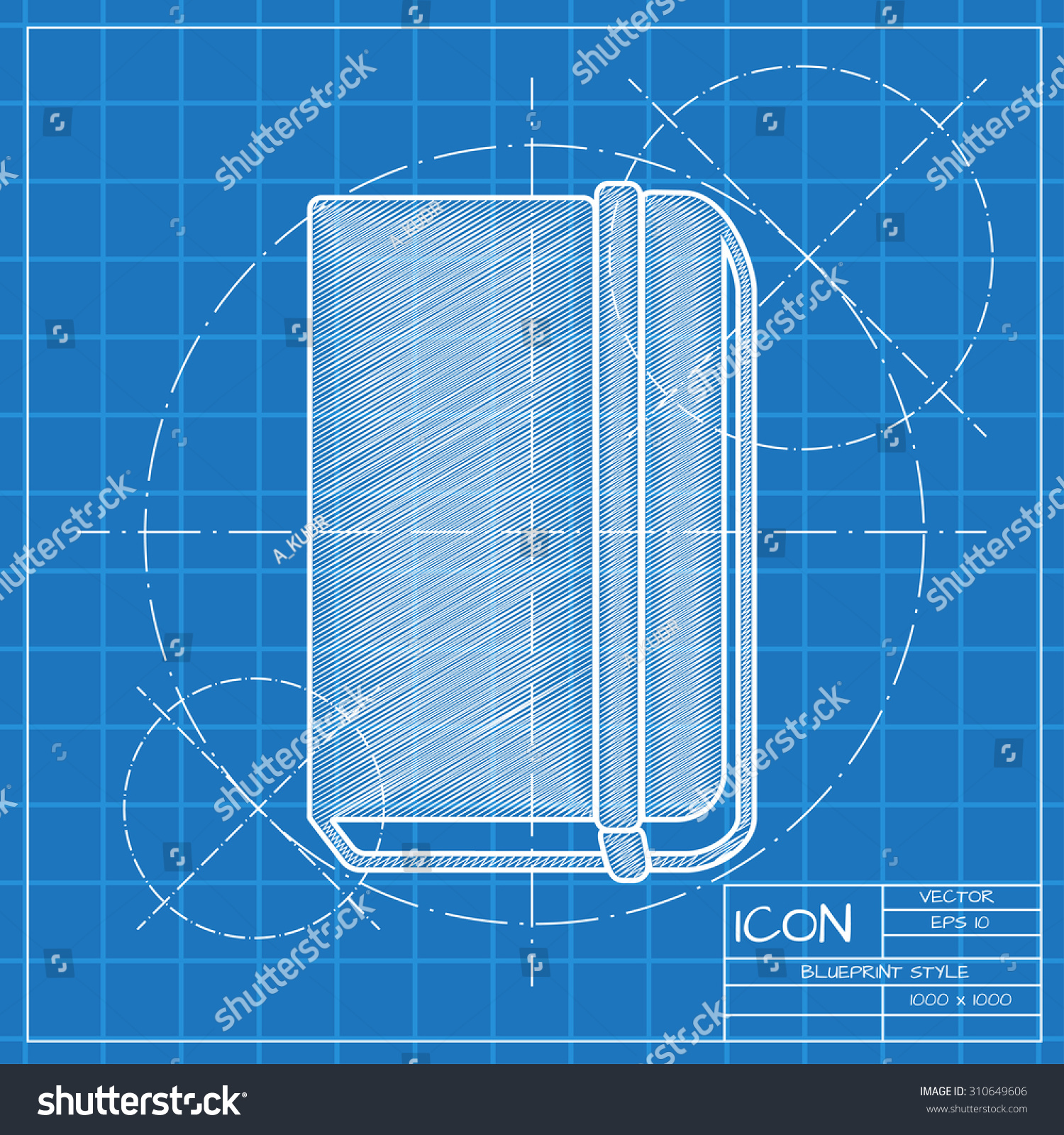Vector Blueprint Book Icon Engineer Architect Stock Vector (Royalty ...
