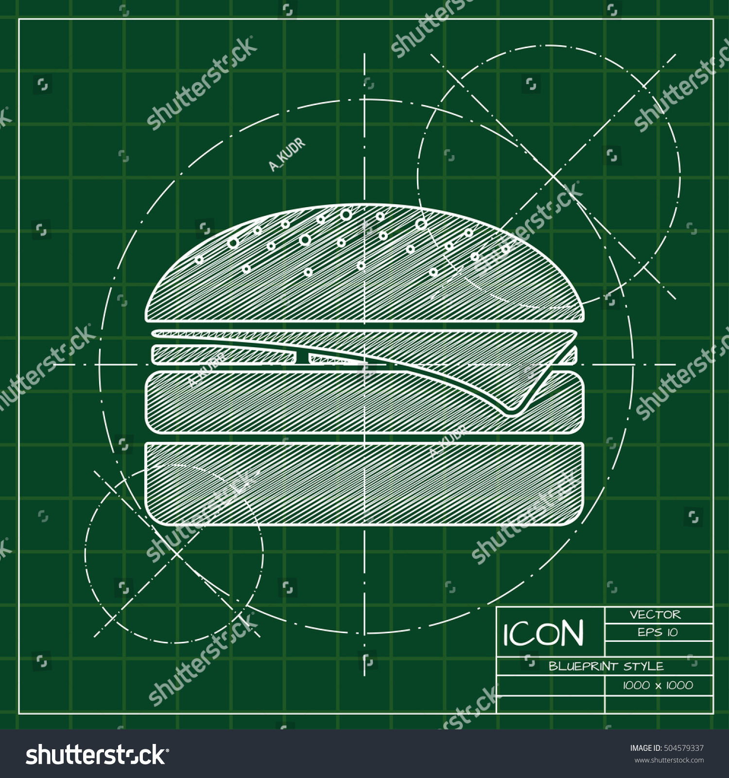 Vector Blueprint Burger Icon Engineer Architect Stock Vector (Royalty ...