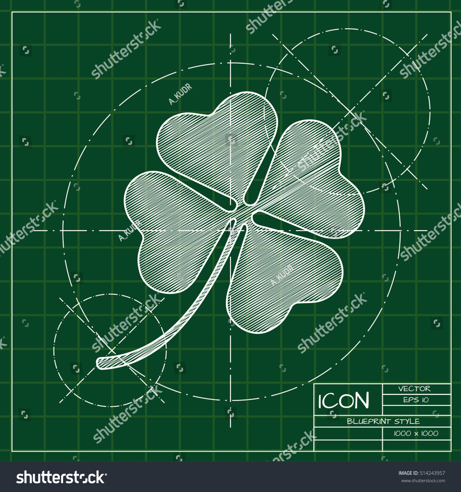 Vector Blueprint Clover Icon Engineer Architect Stock Vector (Royalty ...
