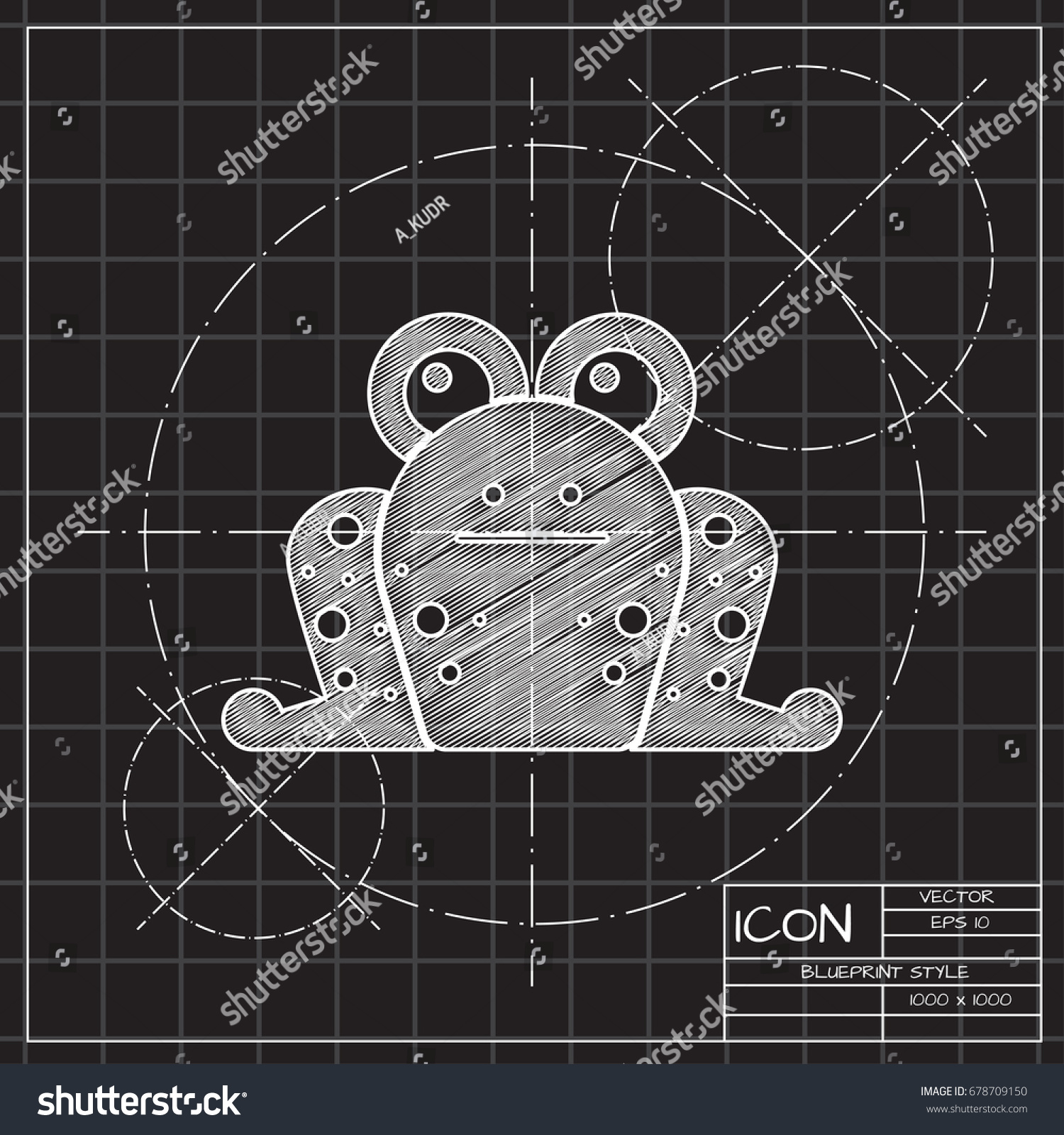 Vector Blueprint Frog Icon On Engineer Stock Vector (Royalty Free ...