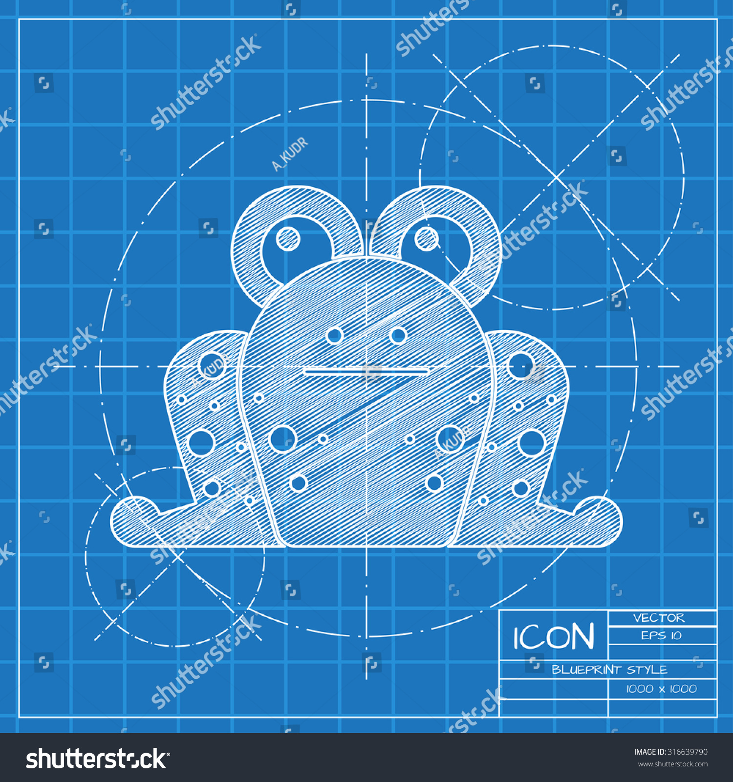 Vector Blueprint Frog Icon On Engineer Stock Vector (Royalty Free ...