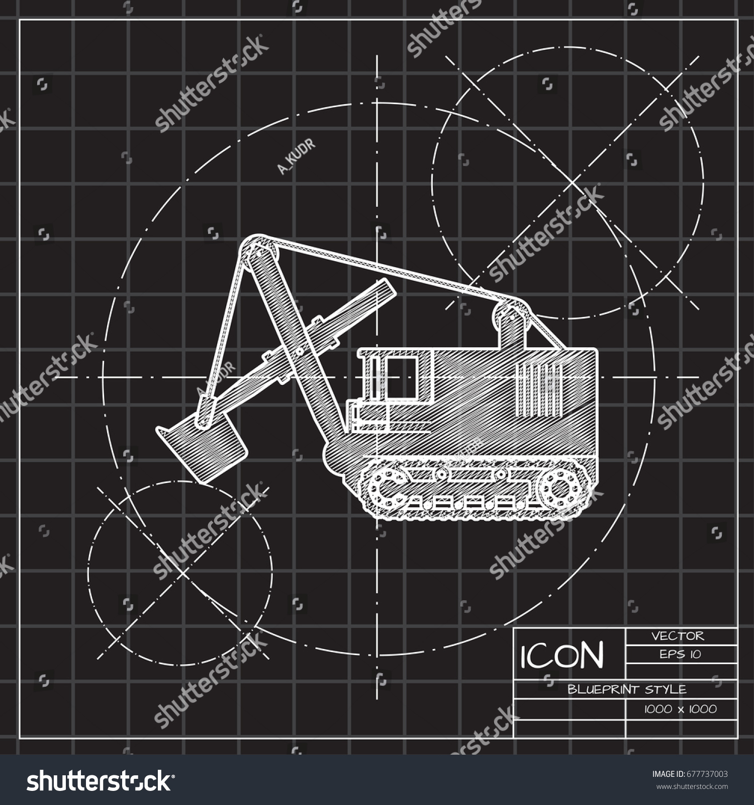 Vector Blueprint Heavy Machine Icon On Stock Vector (Royalty Free ...