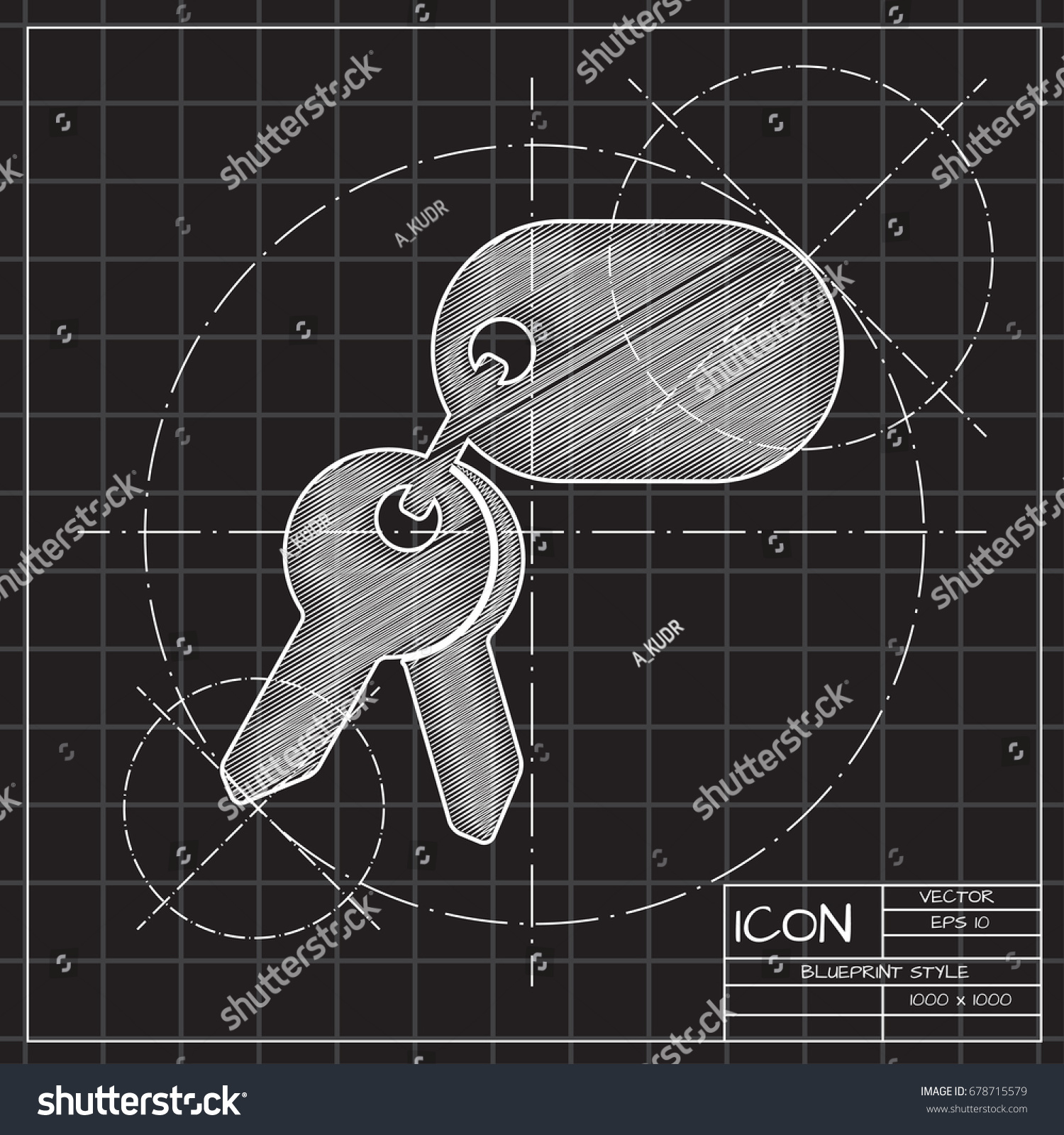 Vector Blueprint Keys Icon On Engineer Stock Vector (Royalty Free ...