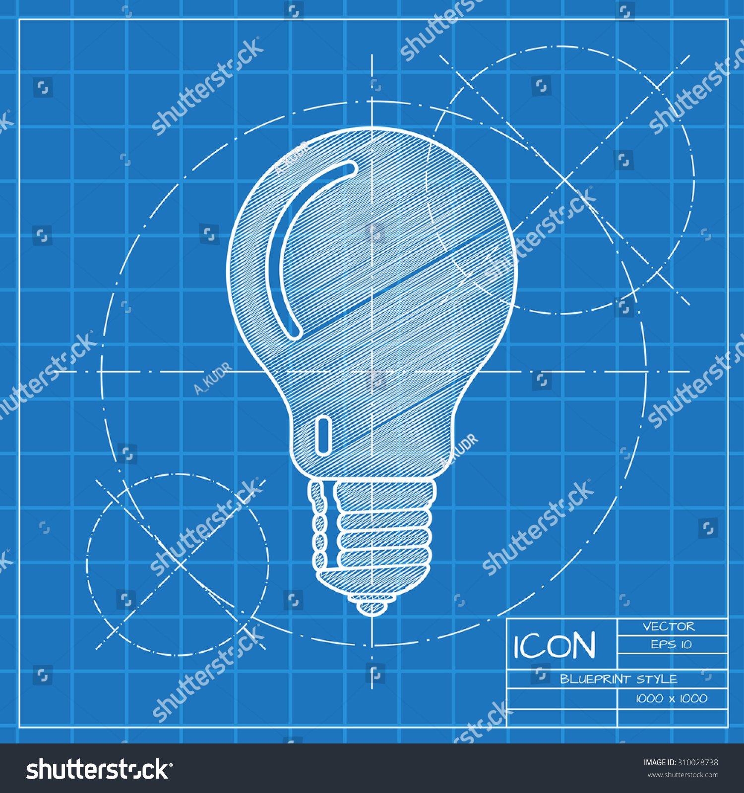 Vector Blueprint Lightbulb Icon Engineer Architect Stock Vector ...