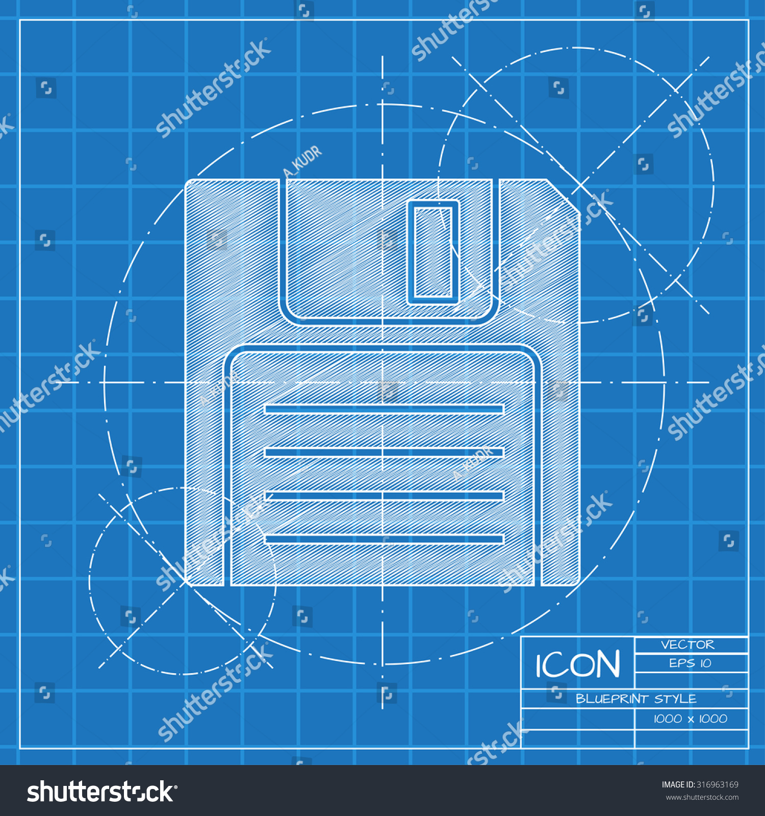 Vector Blueprint Retro Floppy Disk Icon Stock Vector (Royalty Free ...