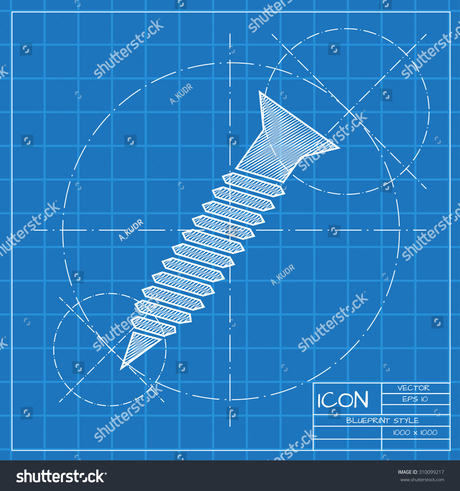Vector Blueprint Screw Icon Engineer Architect Stock Vector (Royalty ...